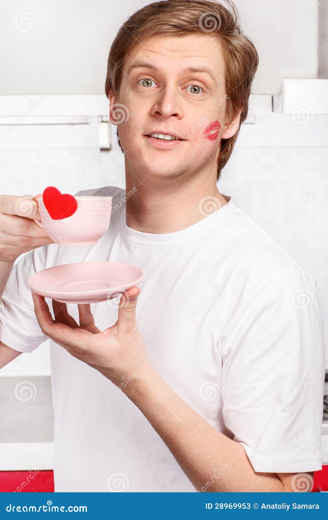 Pleased man with coffee stock image. Image of morning - 28969953