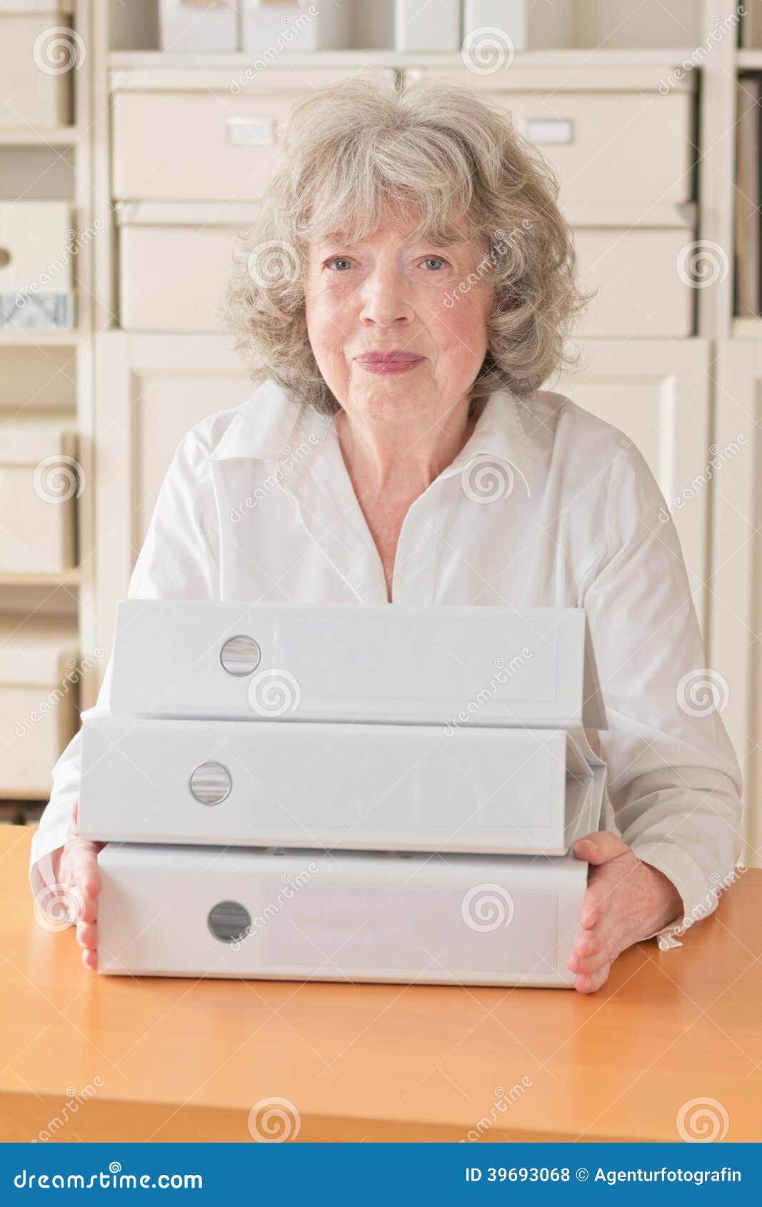 Pleased Woman with Files Folders Stock Photo - Image of pension, people ...