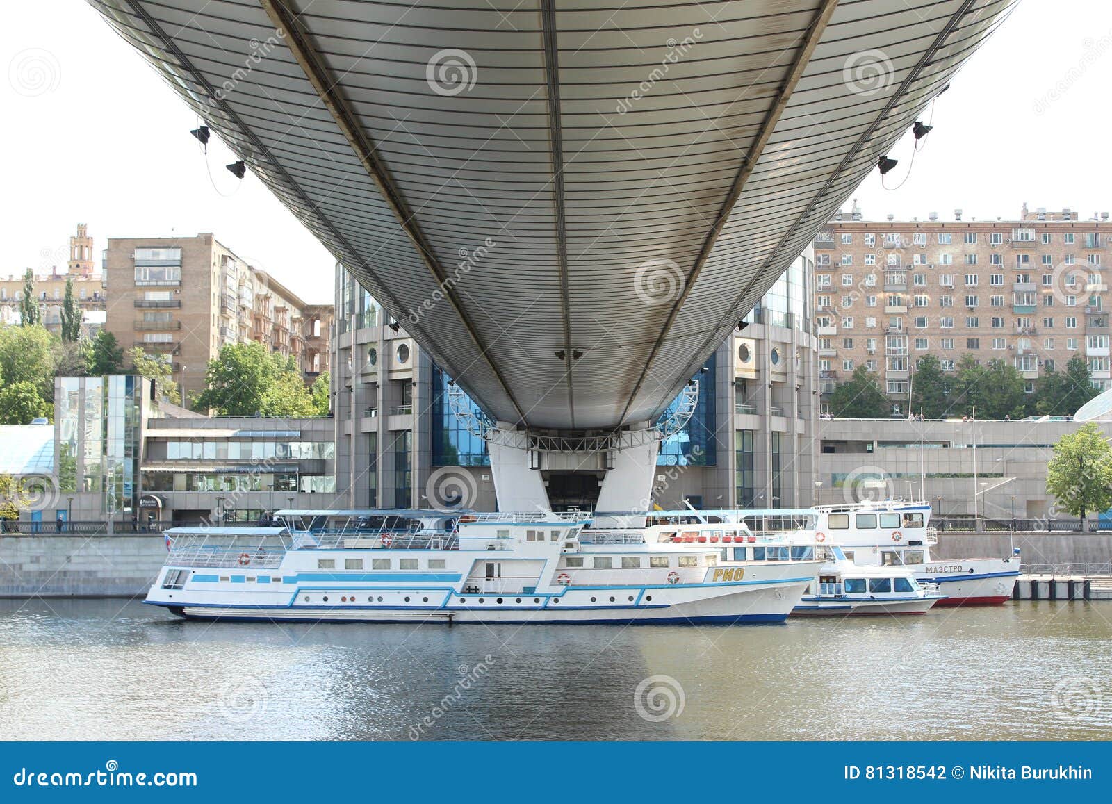 Pleasure Boats Under the Bridge Bagration Editorial Photography - Image ...