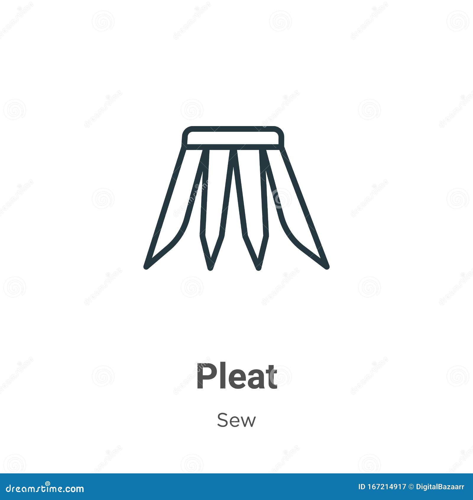 Pleat Outline Vector Icon Thin Line Black Pleat Icon Flat Vector