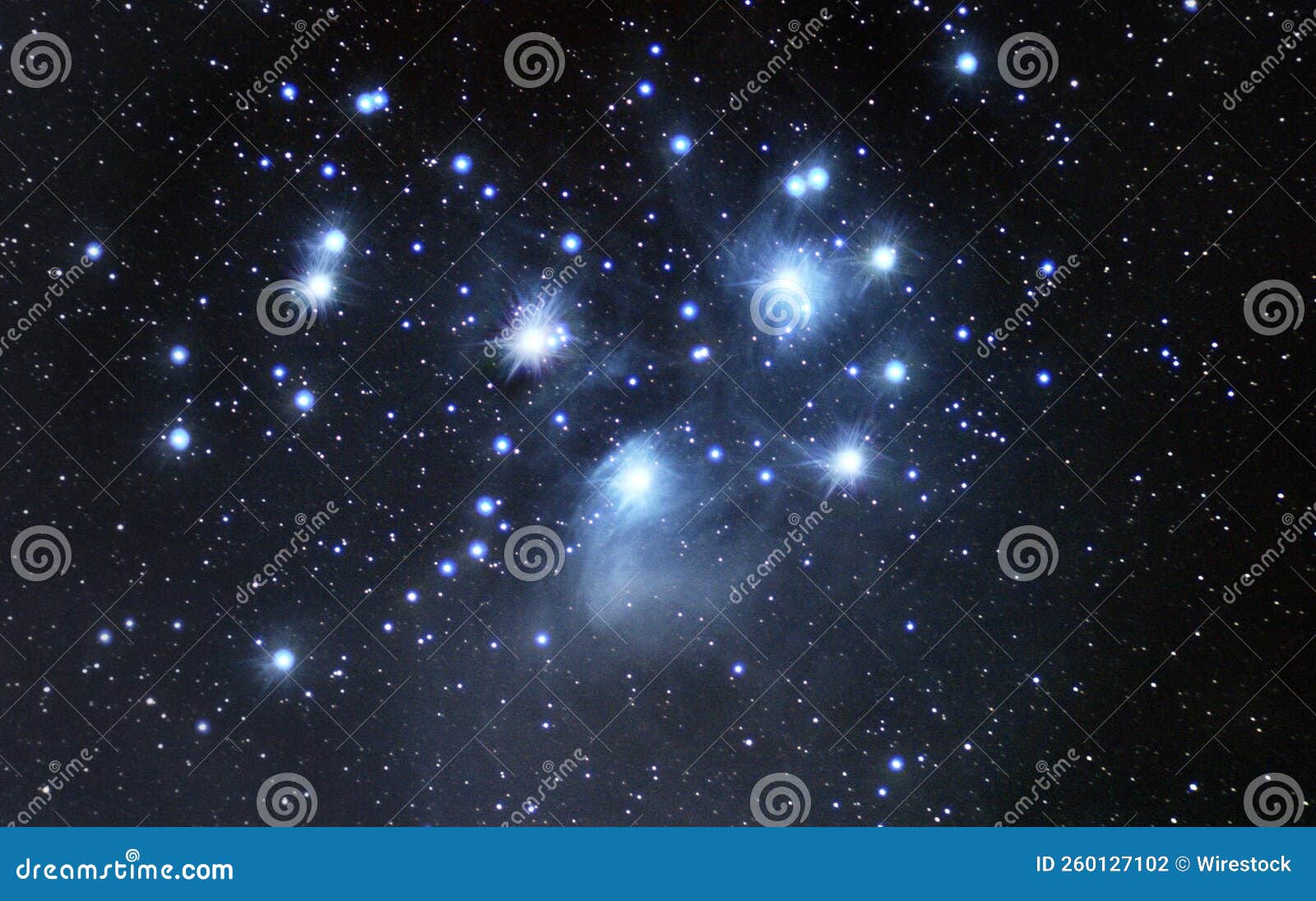 Pleiades Stars Cluster in the Constellation of Taurus Stock Photo ...