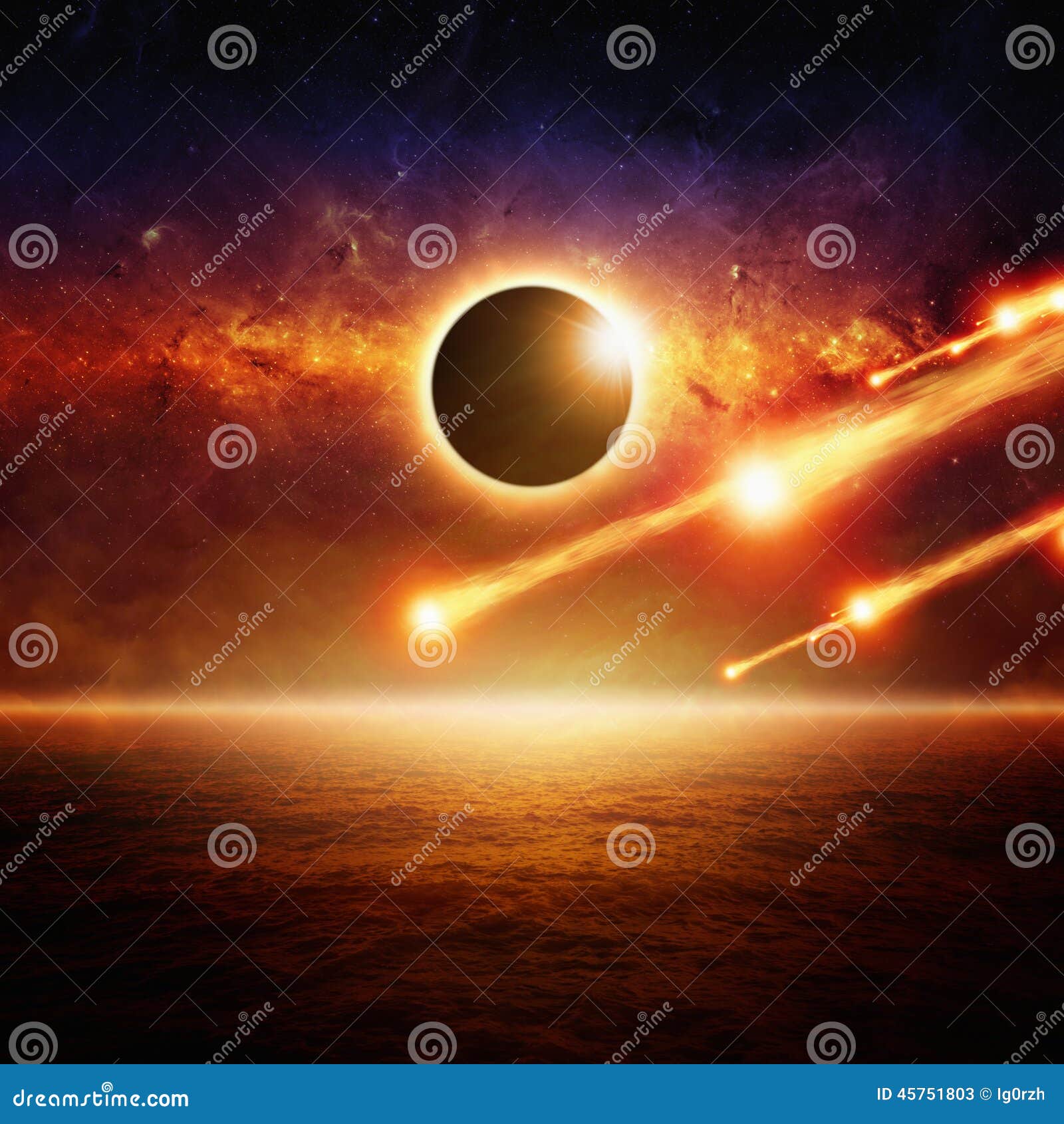 Plein Eclipce Du Soleil, Impact En Forme D'étoile Illustration Stock ...