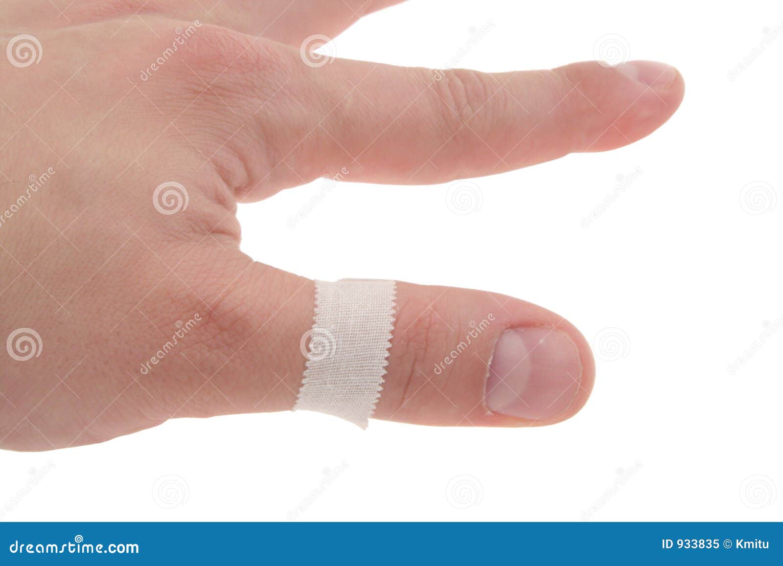 Pleister op duim stock afbeelding. Image of verband, kleefstof - 933835