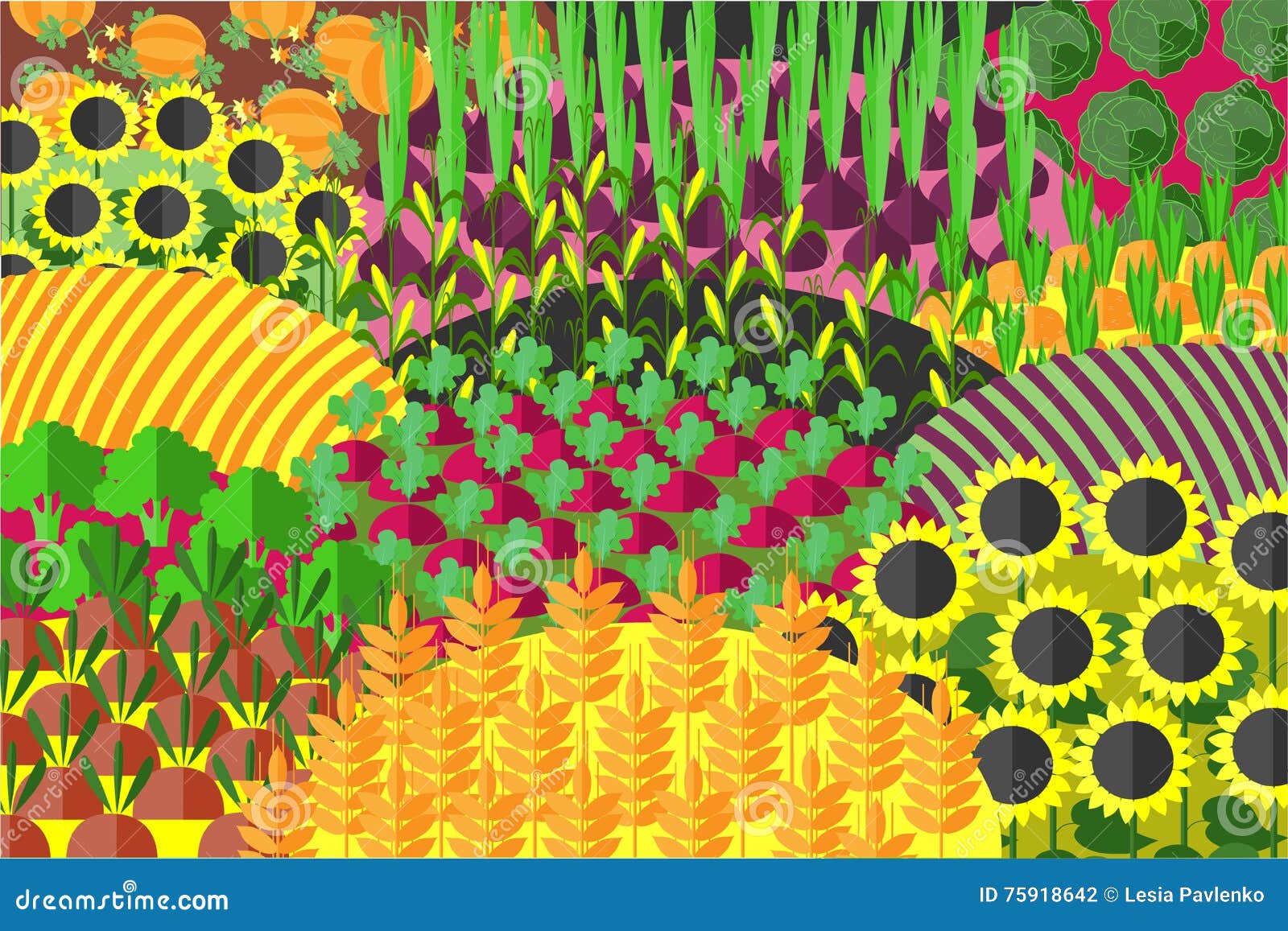 Plenteous Fields Seamless Pattern. Harvest Background Stock Vector ...