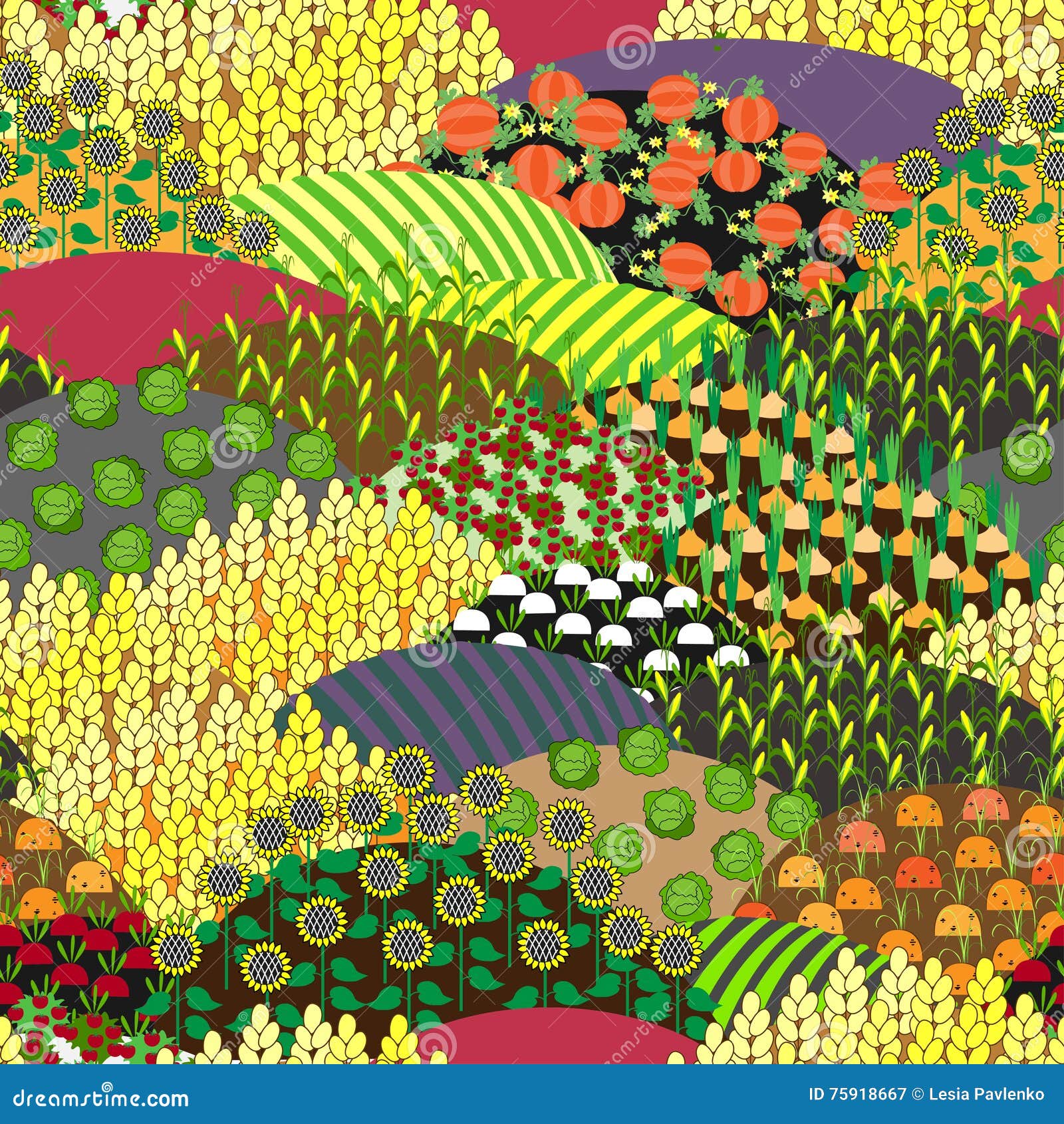 Plenteous Fields Seamless Pattern. Harvest Background. Stock Vector ...