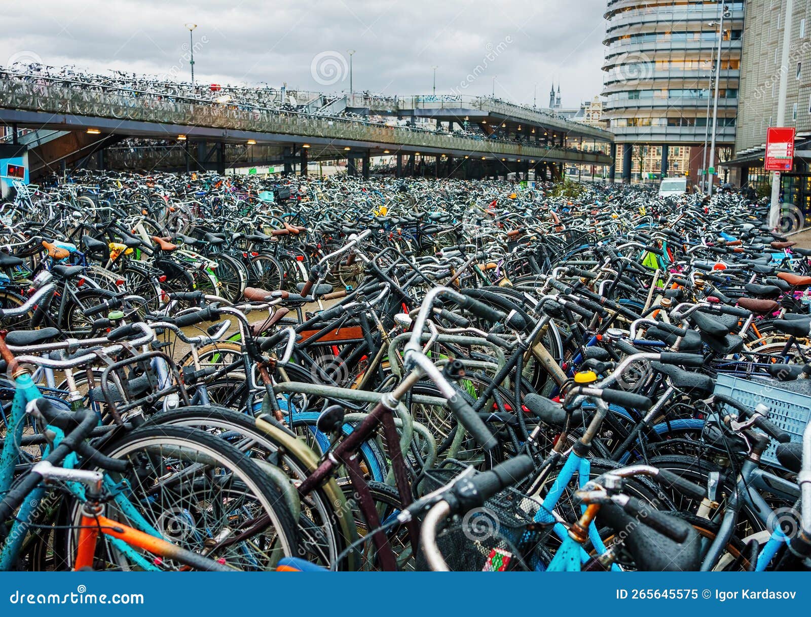 Plenty Bicycles at Parking Lot in Amsterdam Stock Image - Image of seat ...