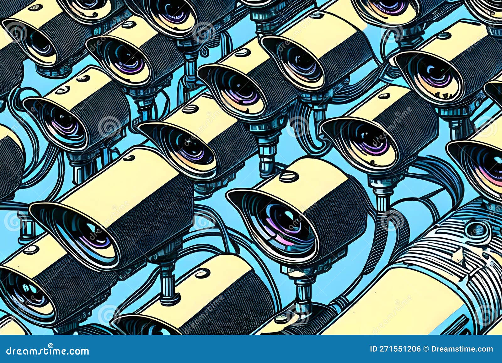 Plenty of CCTV cameras stock illustration. Illustration of lots - 271551206