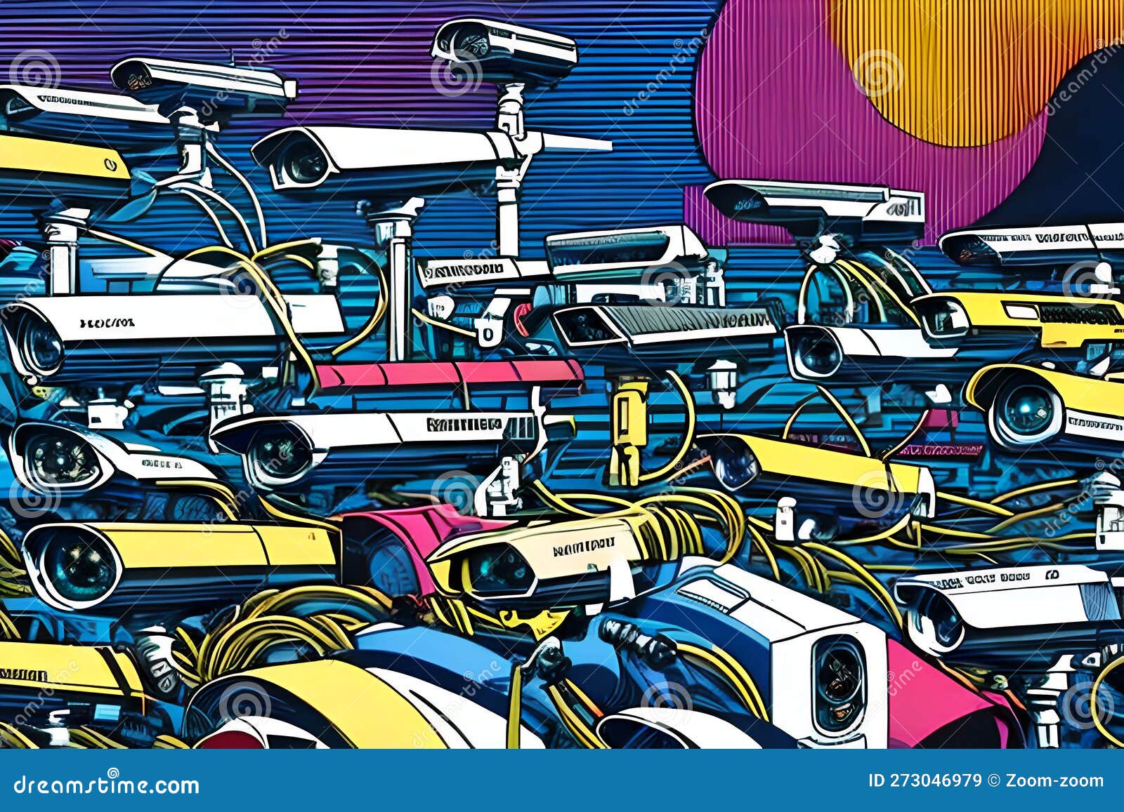 Plenty of CCTV Cameras - Retro Comic Book Style Stock Illustration ...
