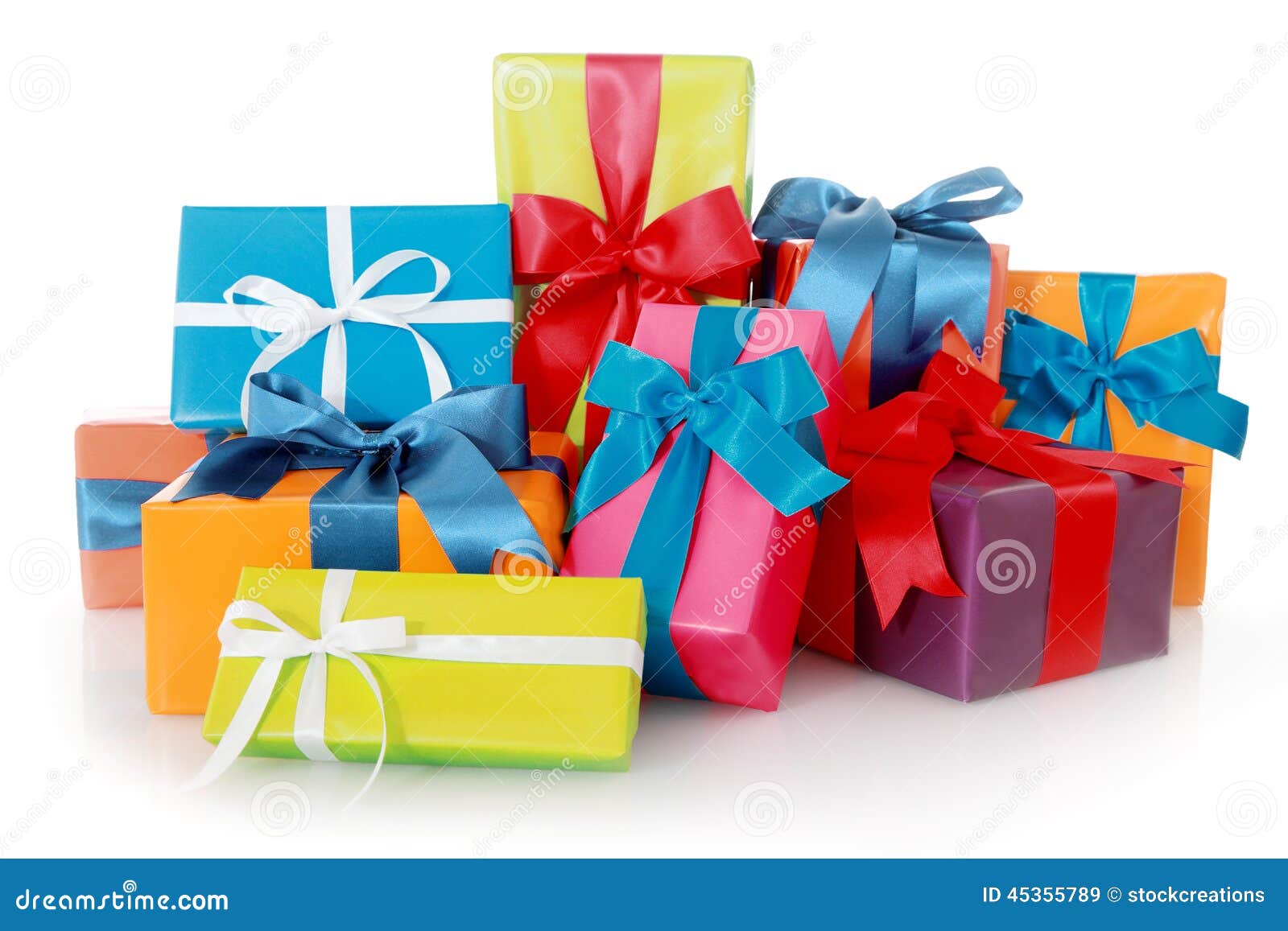 Plenty Colored Presents Isolated on White Stock Image - Image of ...