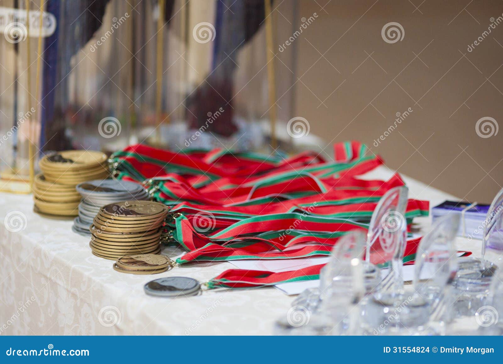 Medals, As Awards Prepared For A Football Match, Lying On The Table ...
