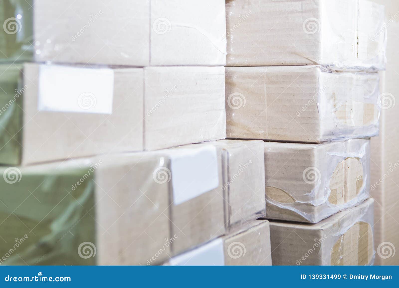 Plenty of Packaging Boxes Sealed with Plastic Bags Stock Image - Image ...