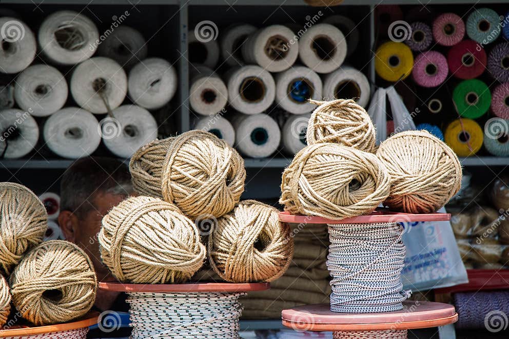 Spools or Rolls of Brown Color Linen String Stock Image - Image of ...