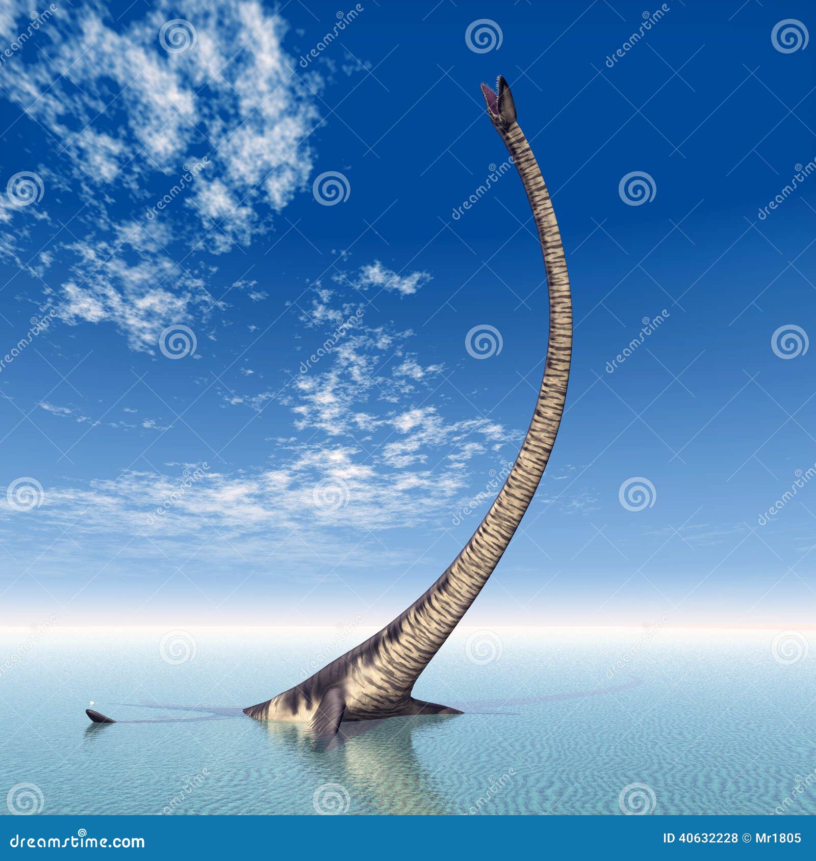 Plesiosaur Elasmosaurus stock illustration. Illustration of prehistoric ...