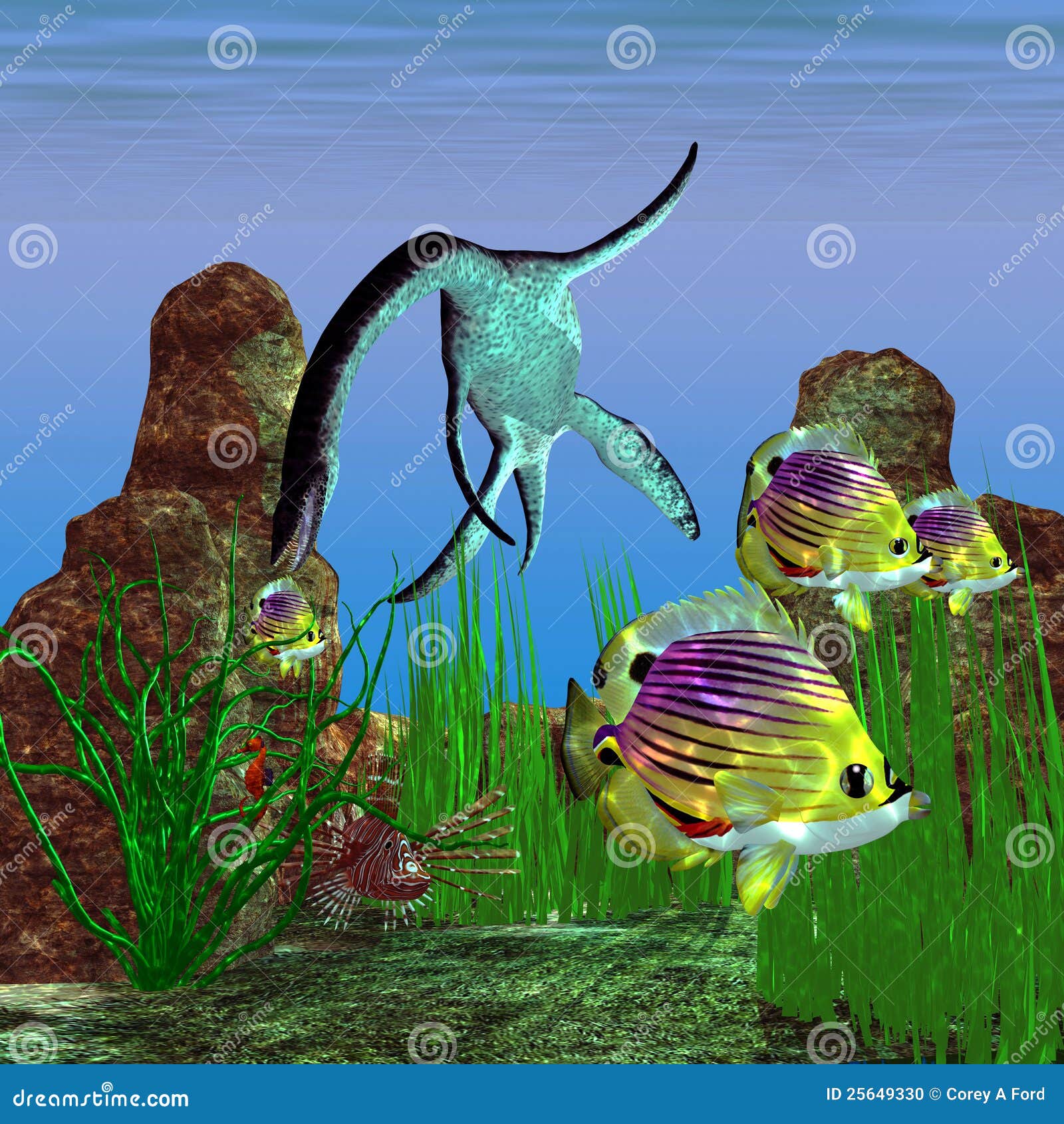 Plesiosaurus Swim Sea Dinosaur Ancient Vector Illustration Transparent ...