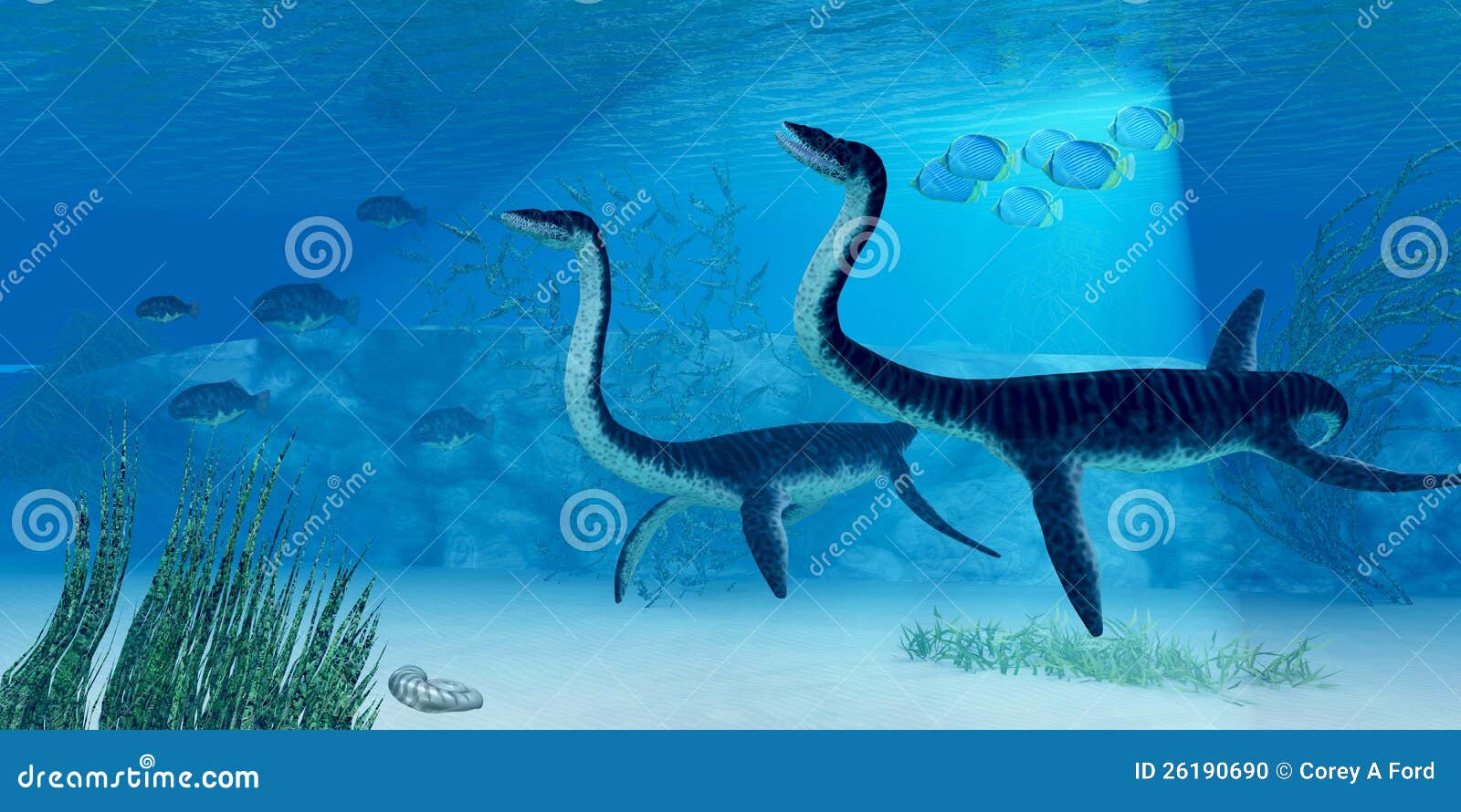 Plesiosaurus Swim Sea Dinosaur Ancient Vector Illustration Transparent ...