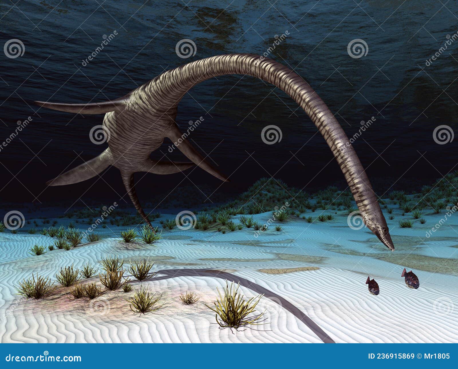 Plesiosaurus While Hunting Royalty-Free Illustration | CartoonDealer ...