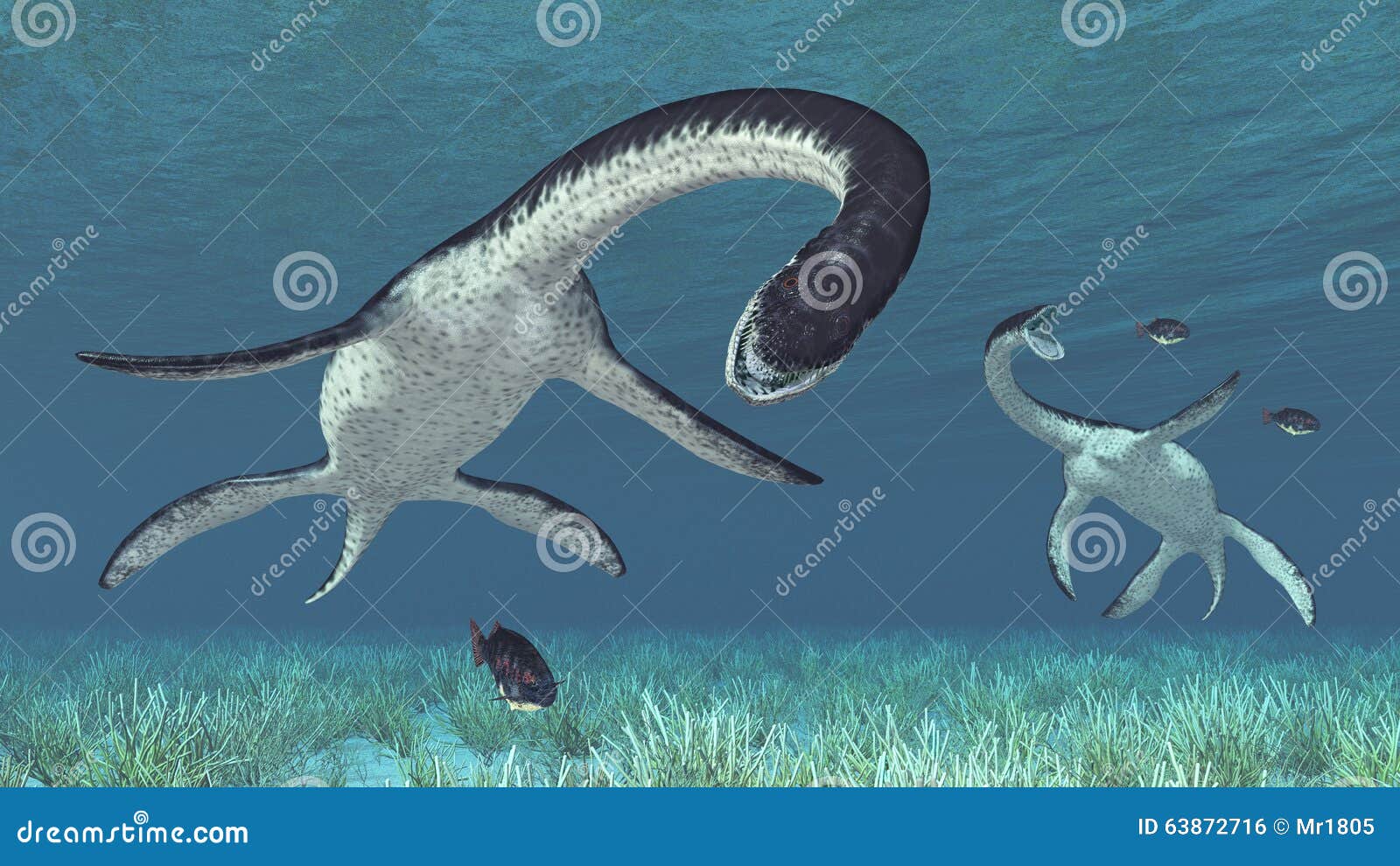 Plesiosaurus While Hunting Royalty-Free Illustration | CartoonDealer ...