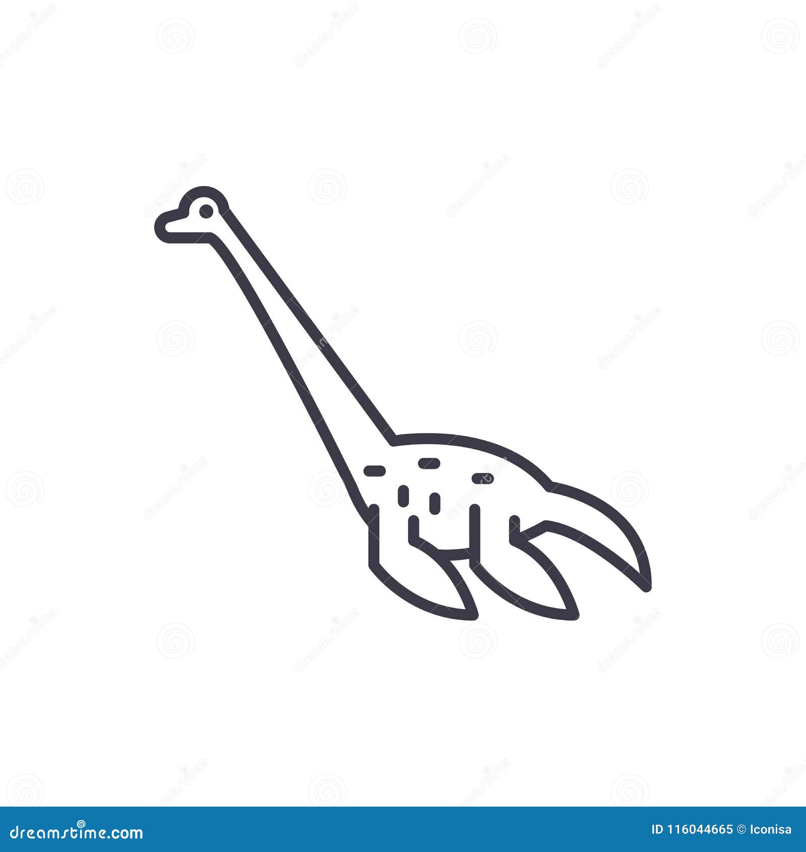 Plesiosaurus Vector Line Icon, Sign, Illustration on Background ...