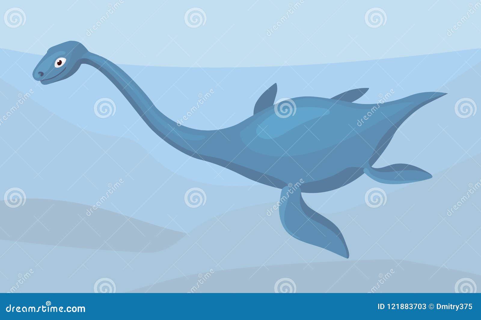 Plesiosaurus in Water Depth, Cartoon Illustration Stock Vector ...