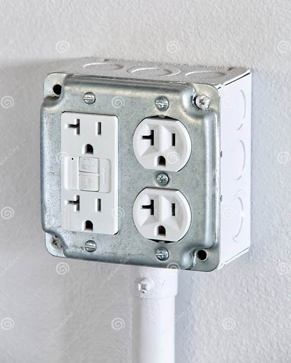 A Four Plex Electrical Outlet. Stock Photo - Image of gfci, protection ...