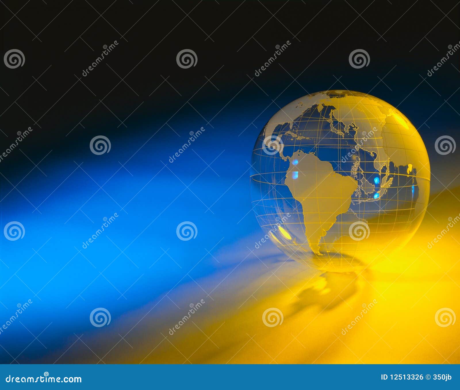 Plexiglas Globe with Blue and Yellow Background Stock Photo - Image of ...