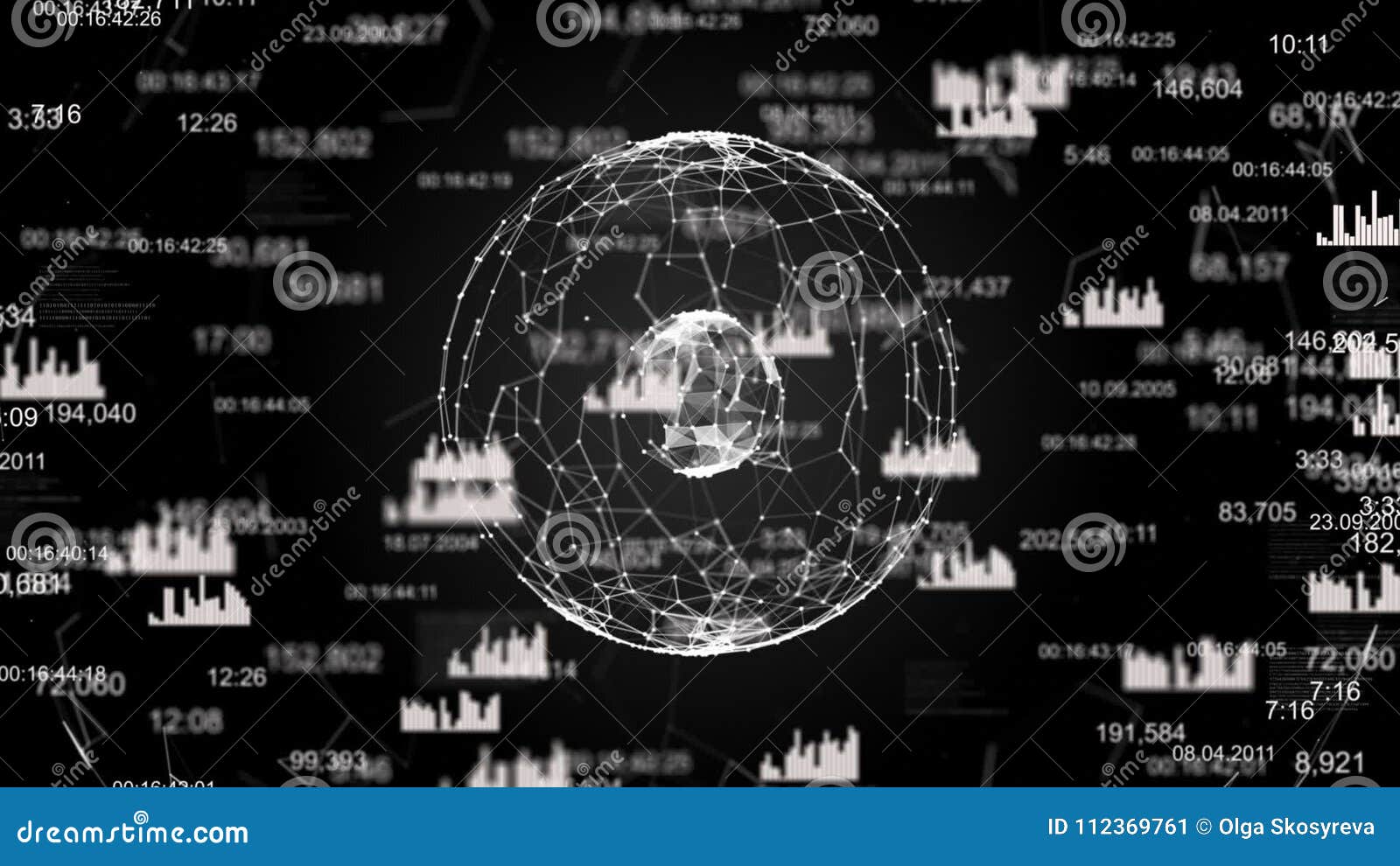 Plexus with Digital Numbers, Diagrams, Graphics and Text. Abstract ...