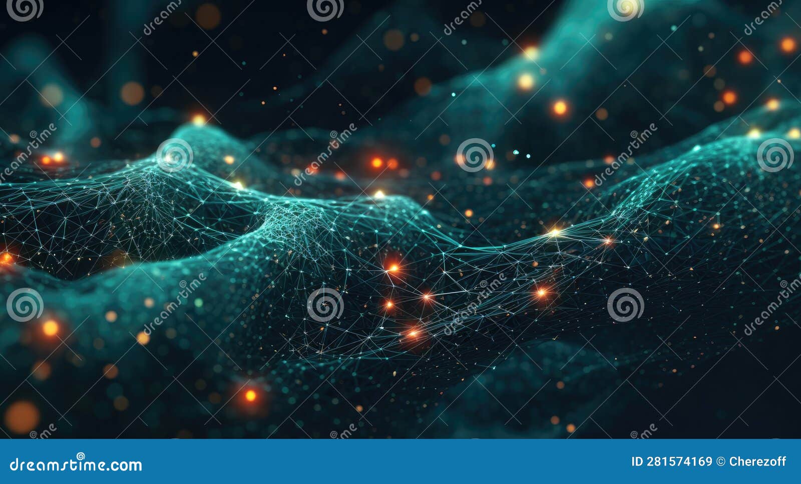 Plexus Effect. the Luminous Dots are Connected by Lines Stock ...