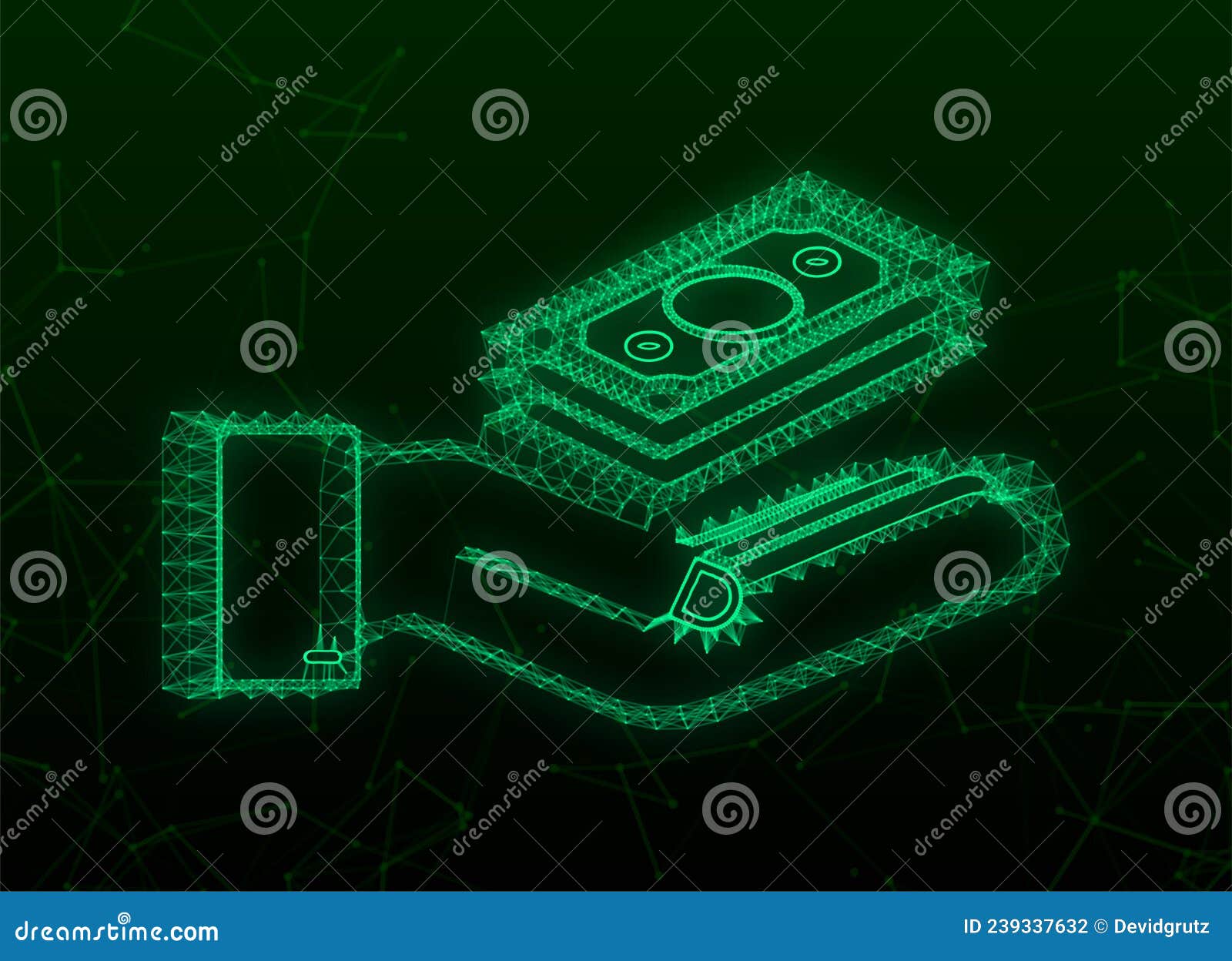 Plexus Money Hand for Concept Design. Hand Holding Green Money ...