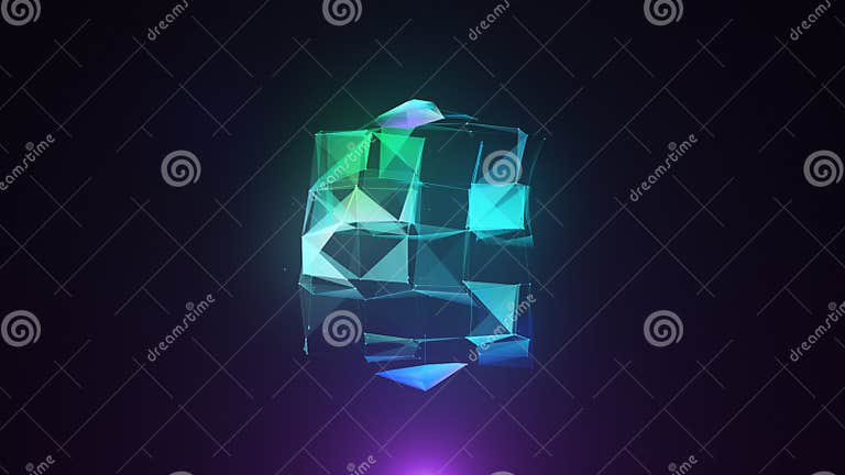 Plexus with Triangular Edges of a Translucent Cube Stock Illustration ...