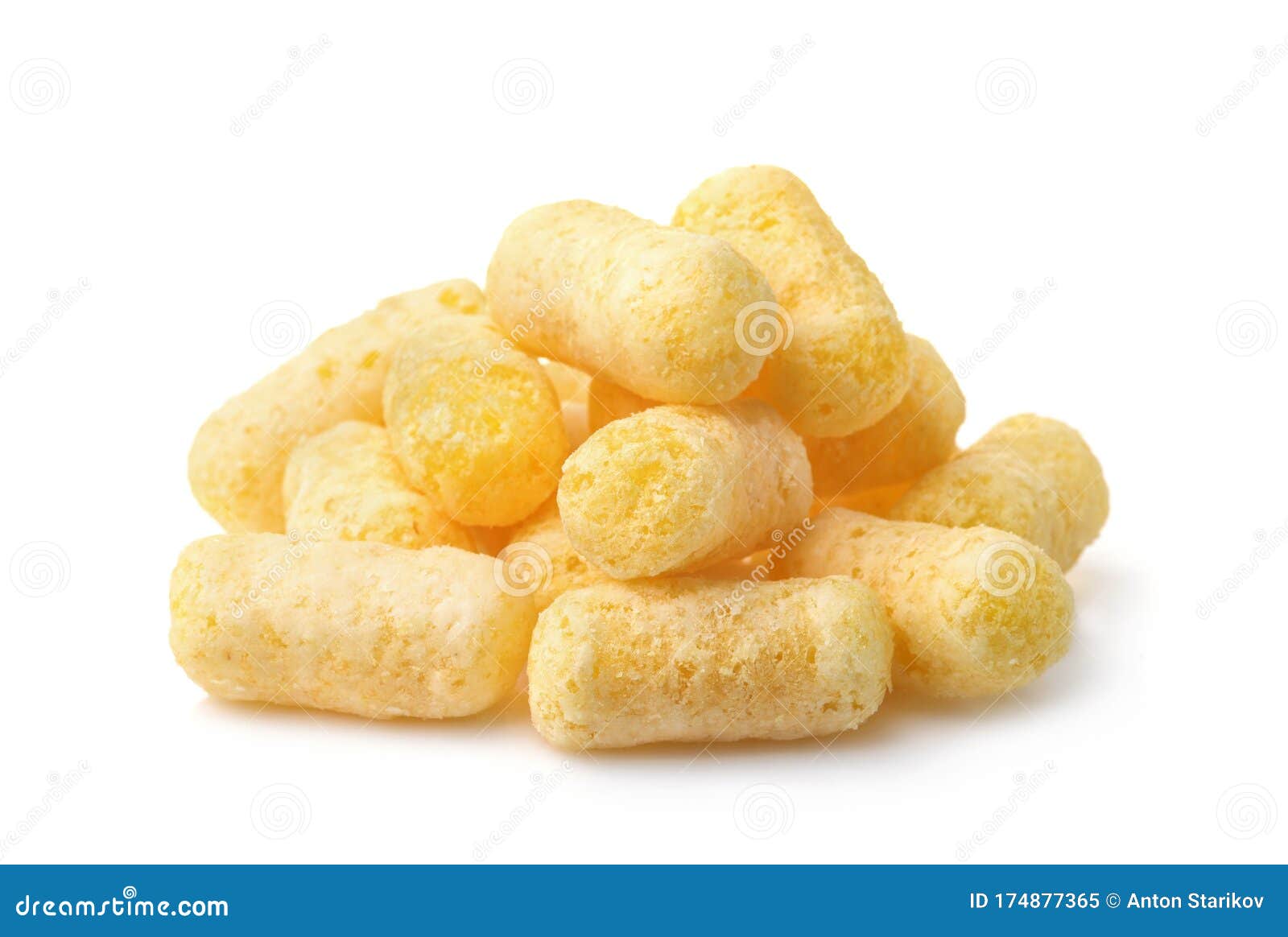 Plie of puffed corn snacks stock image. Image of orange - 174877365