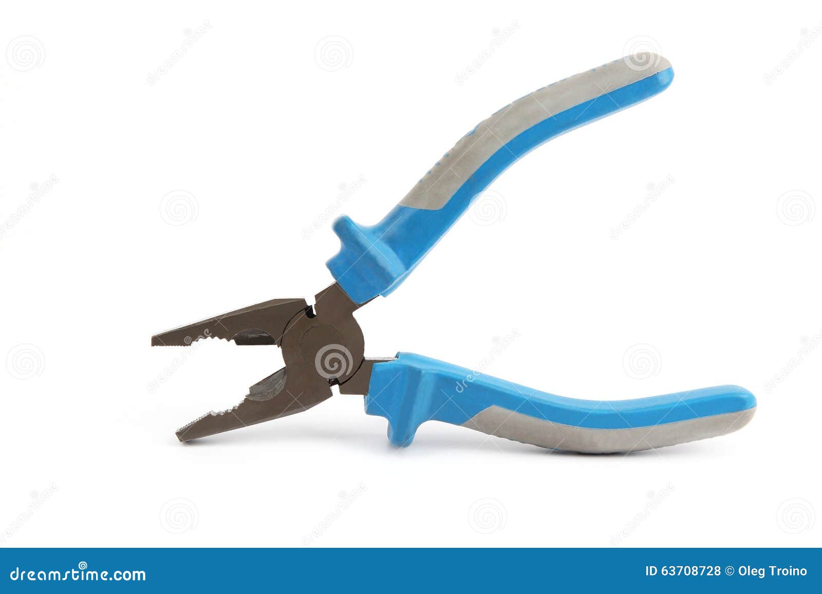 Pliers with Blue and Grey Handles on White Background Stock Photo ...