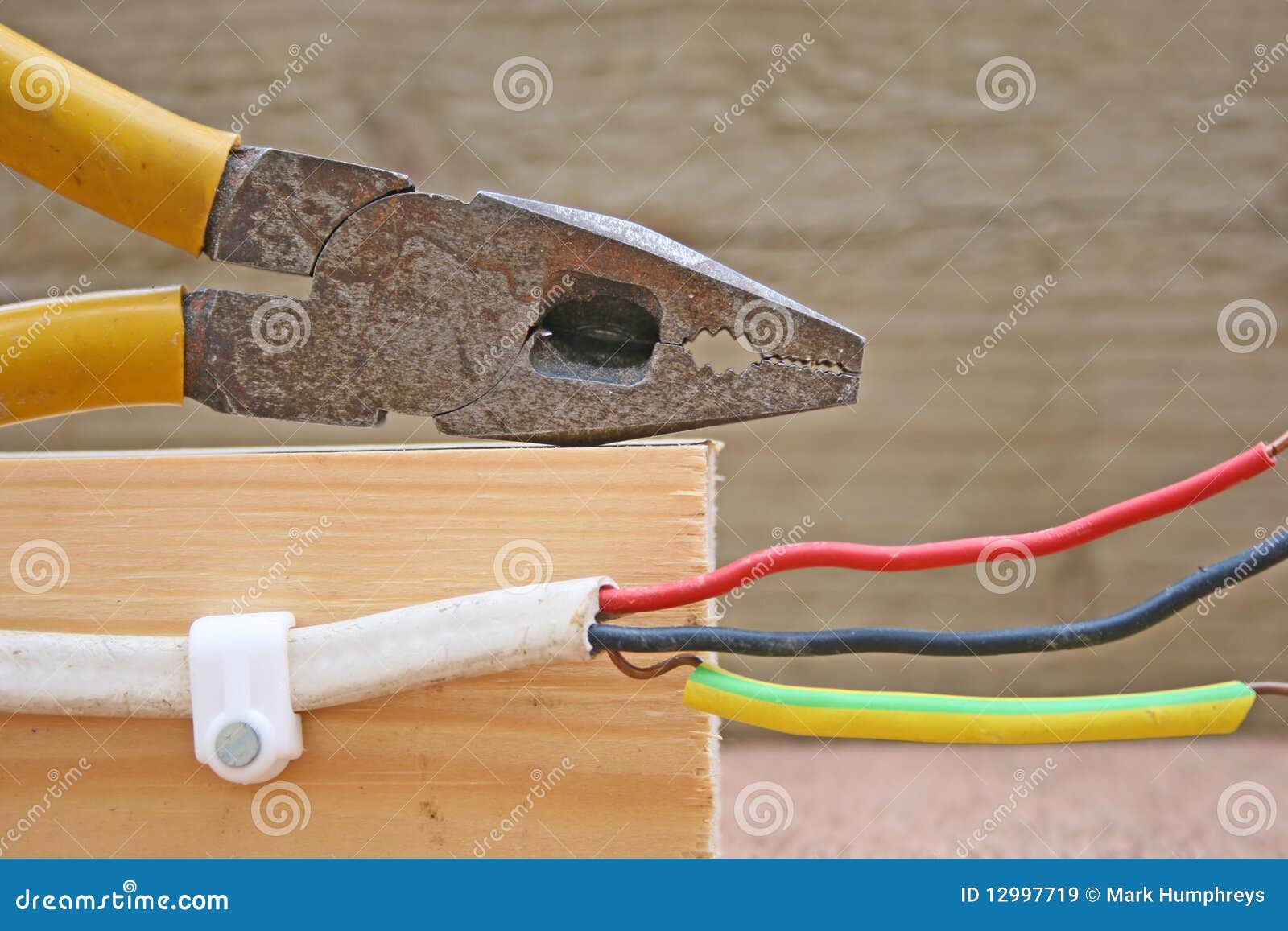 PLiers and cable. stock image. Image of voltage, safety - 12997719