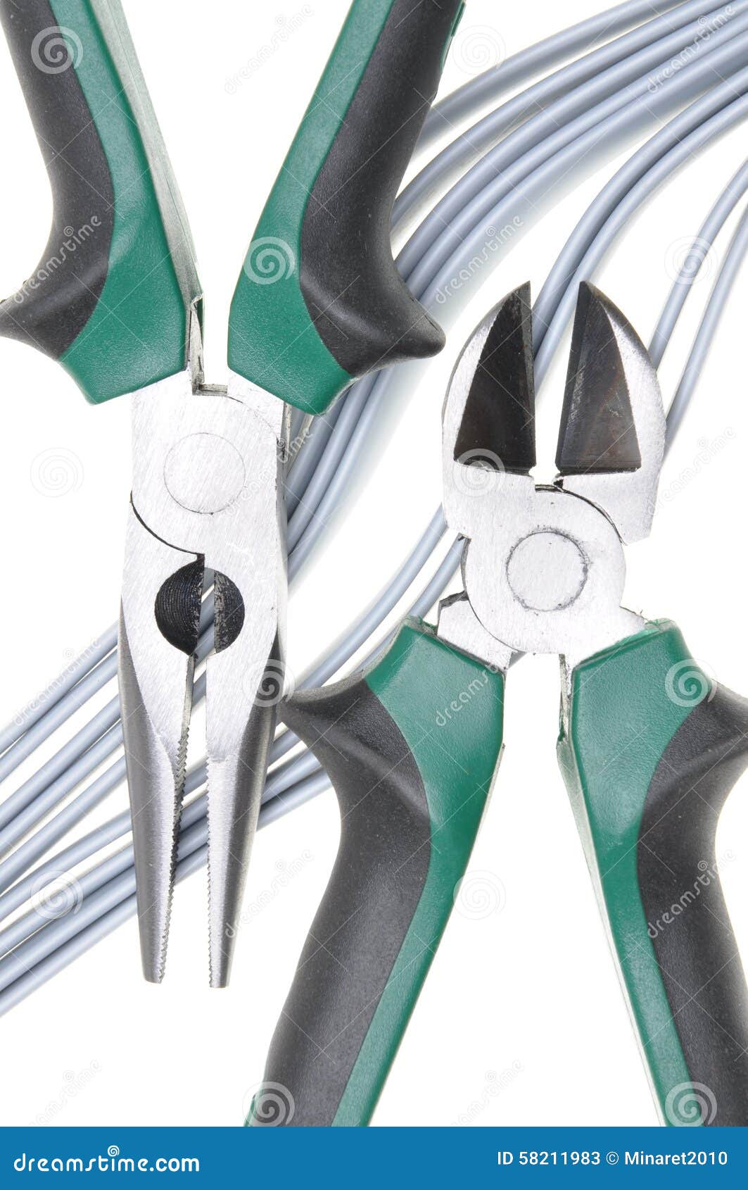 Pliers and cables stock image. Image of line, cutting - 58211983