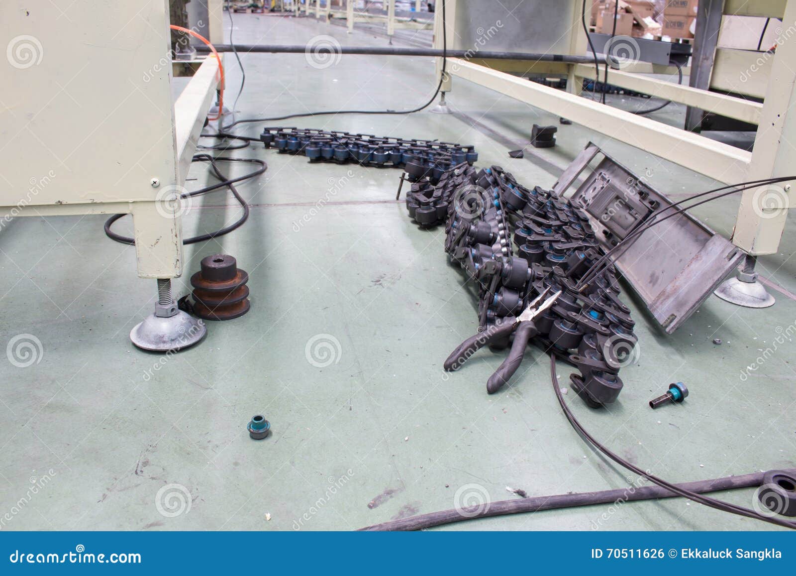 Pliers and Chain Conveyor of Production Line Setup Stock Photo - Image ...
