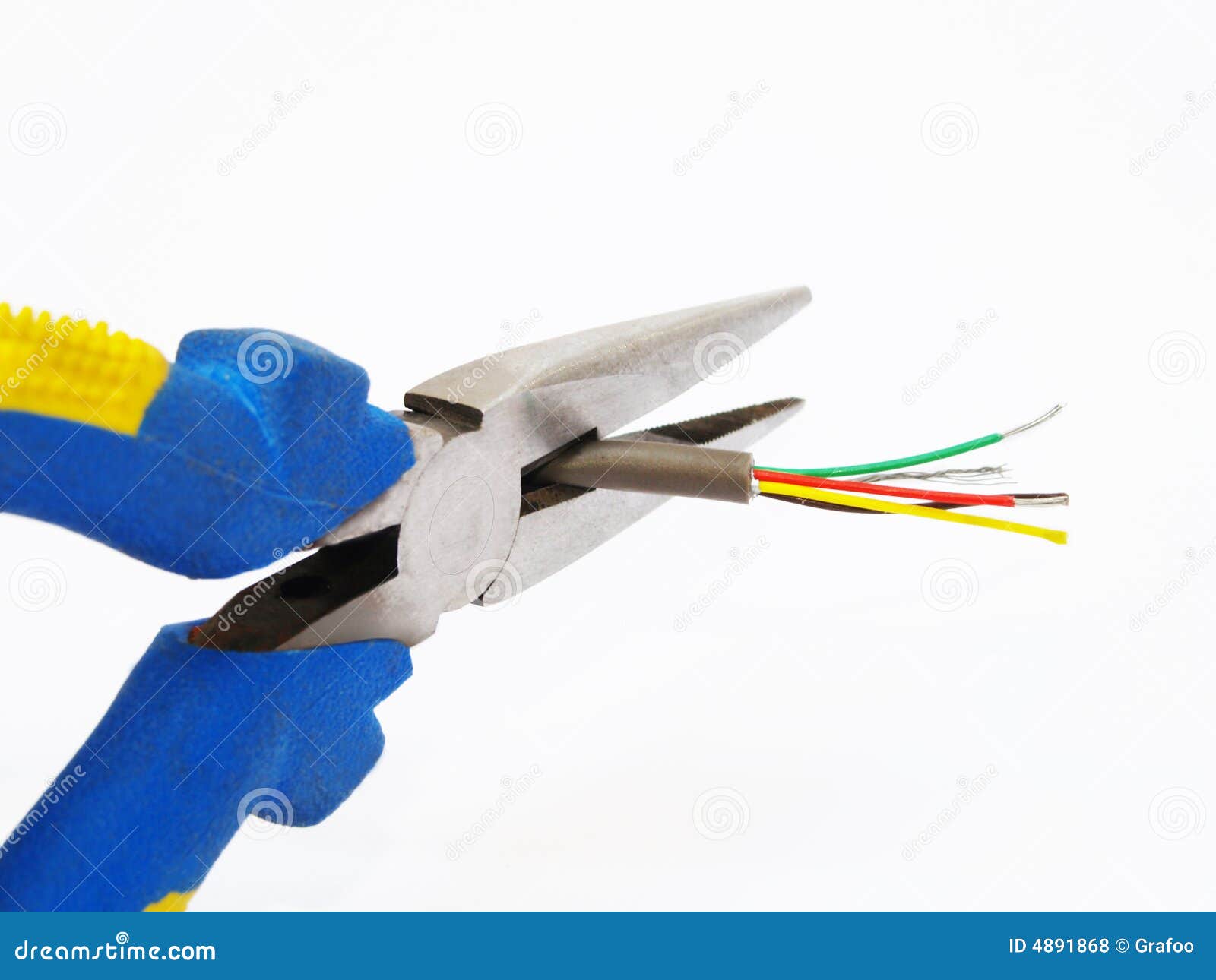 Pliers cutting a cable stock photo. Image of pliers, isolated - 4891868