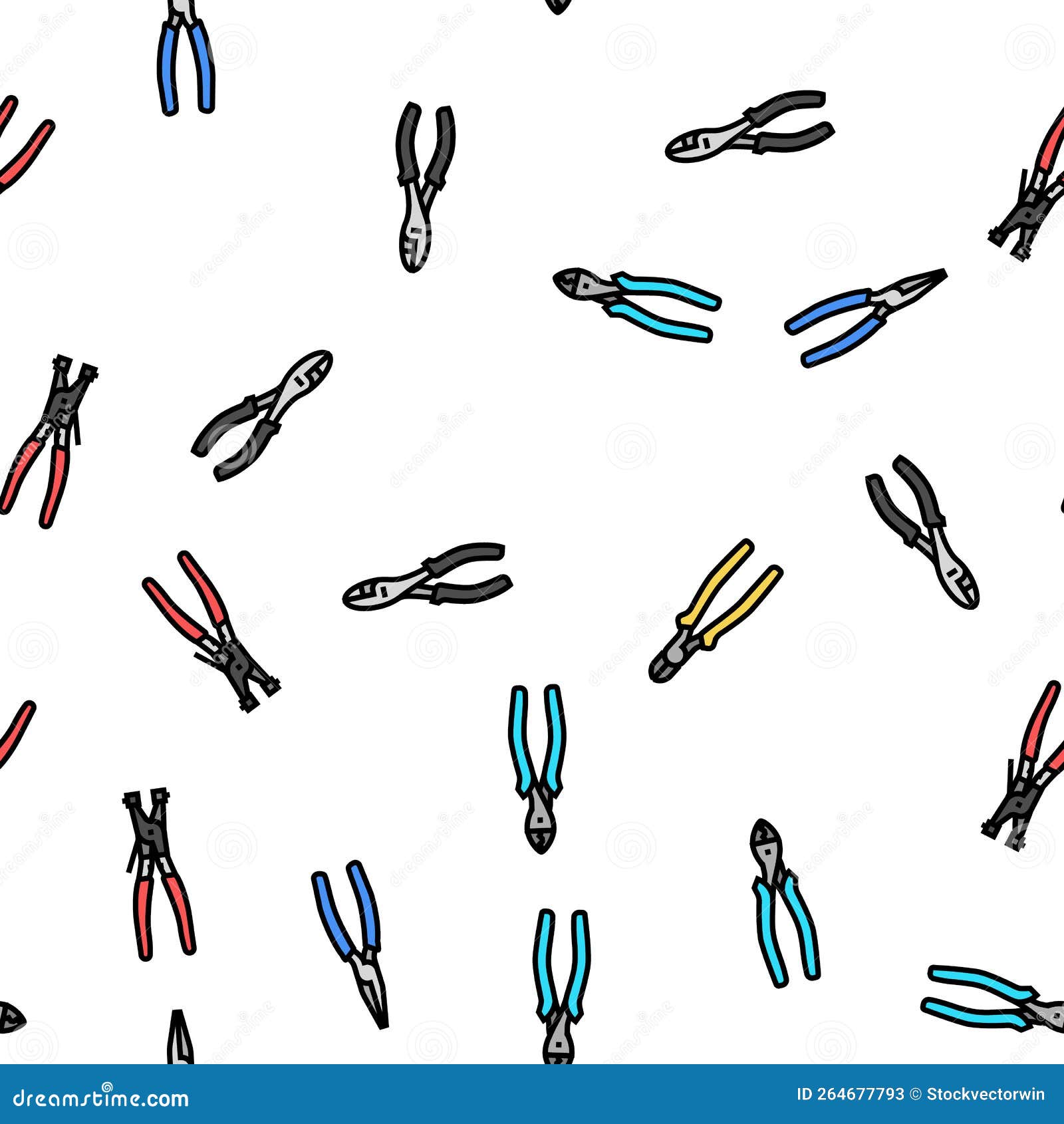 Pliers Equipment Tool Repair Work Vector Seamless Pattern Stock Vector ...
