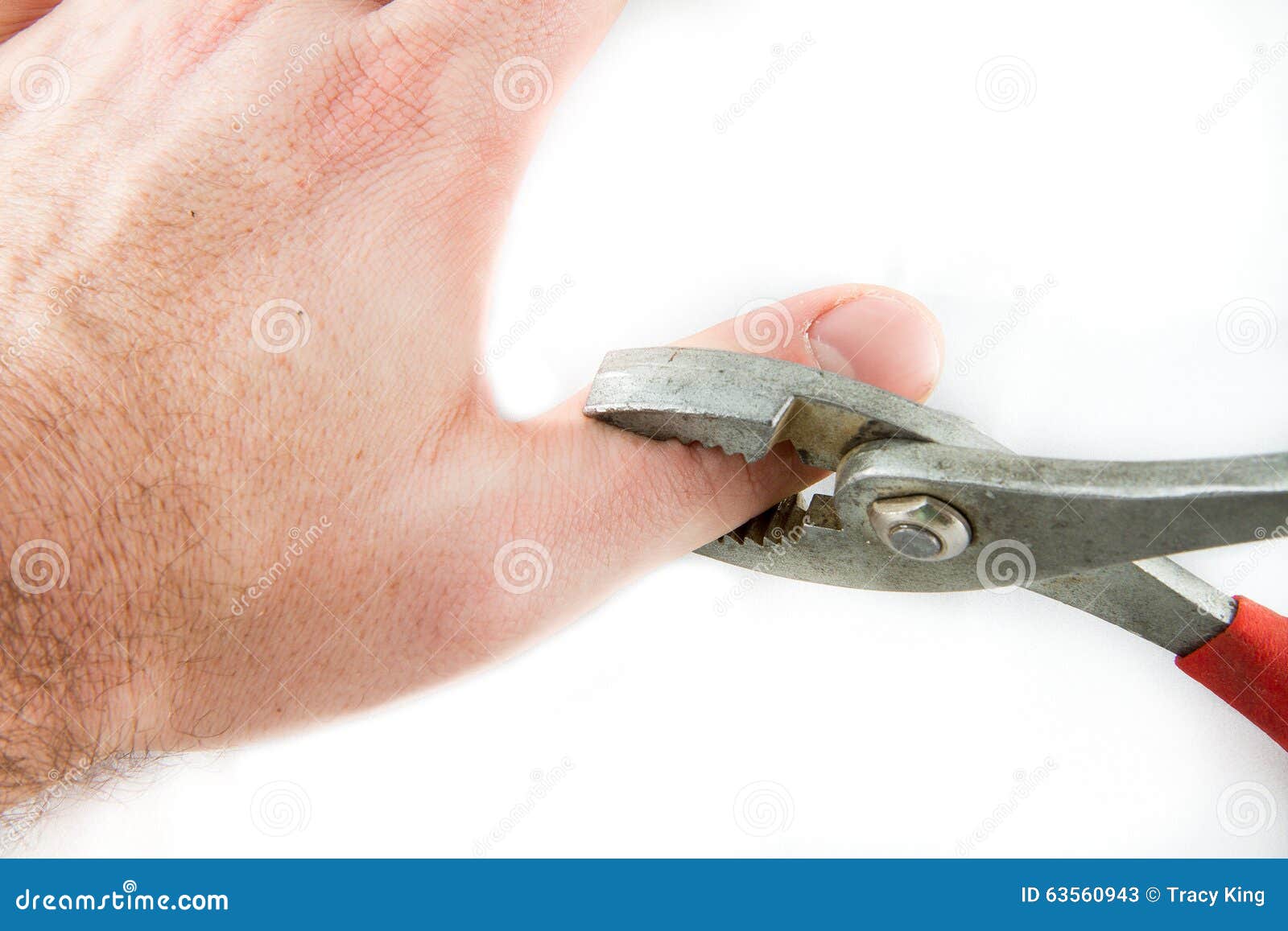 Pliers Griping a Thumb in a Mistake Stock Image - Image of industry ...