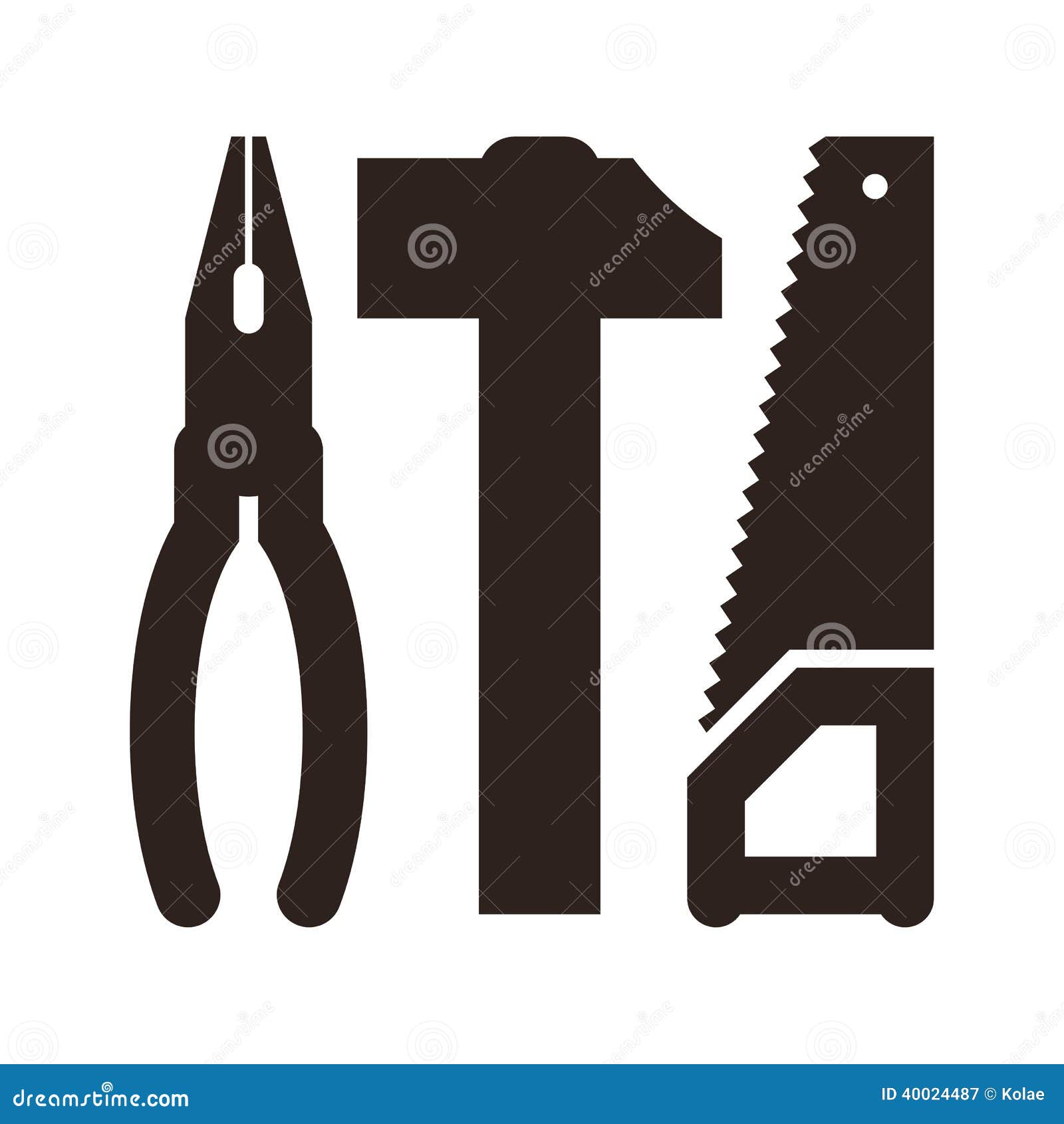 Pliers, Hammer and Saw Icon Stock Vector - Illustration of object ...