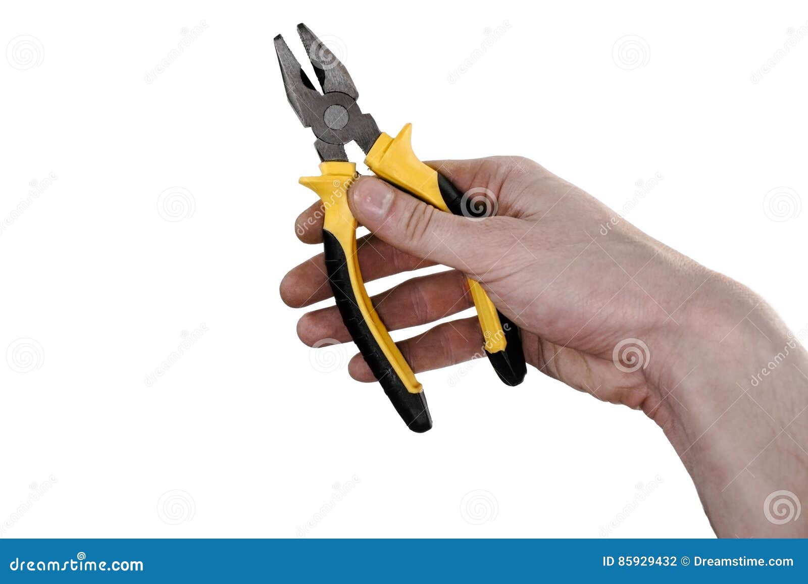 Pliers in hand stock photo. Image of metallic, handle - 85929432