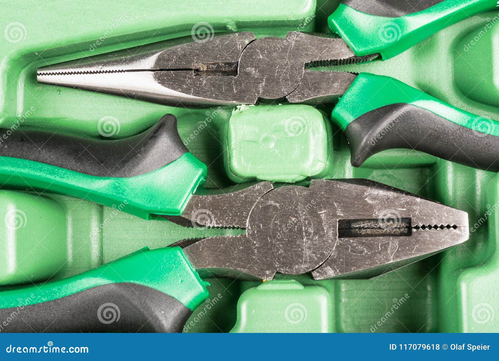Pliers inside a tool box stock photo. Image of workshop - 117079618