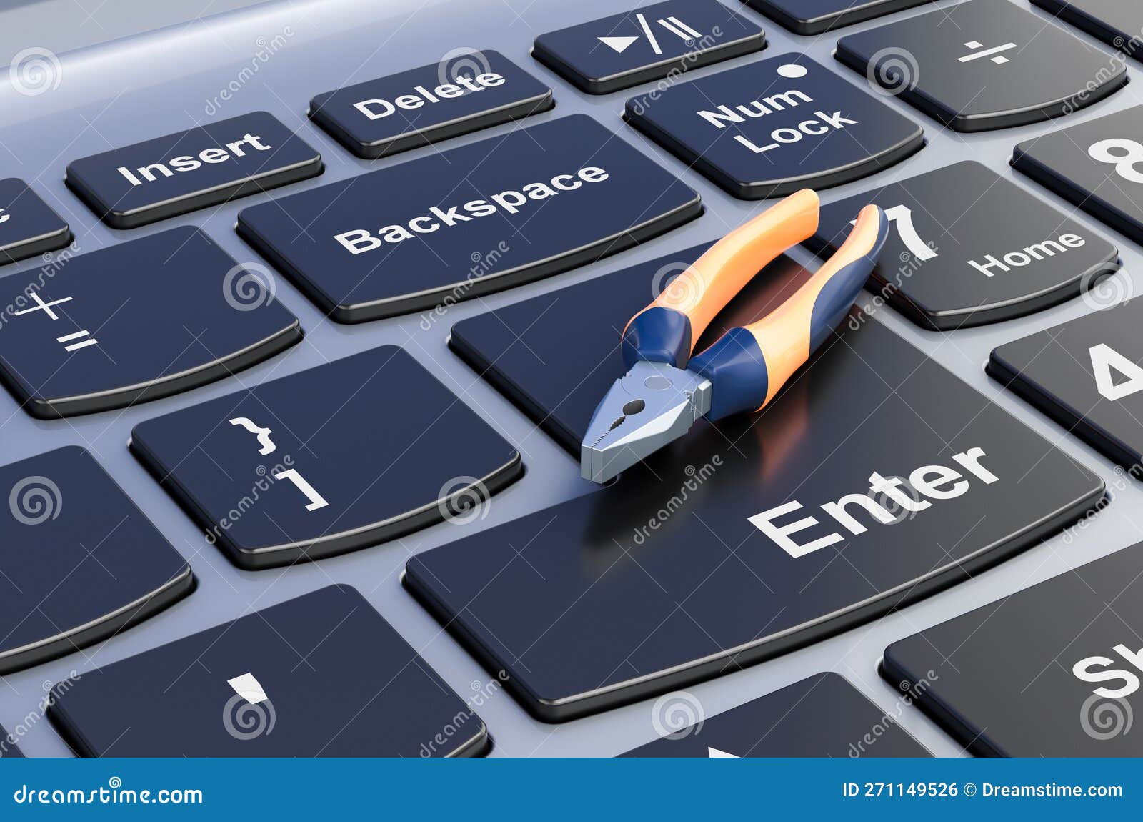 Pliers on Laptop Keyboard, 3D Stock Illustration - Illustration of ...
