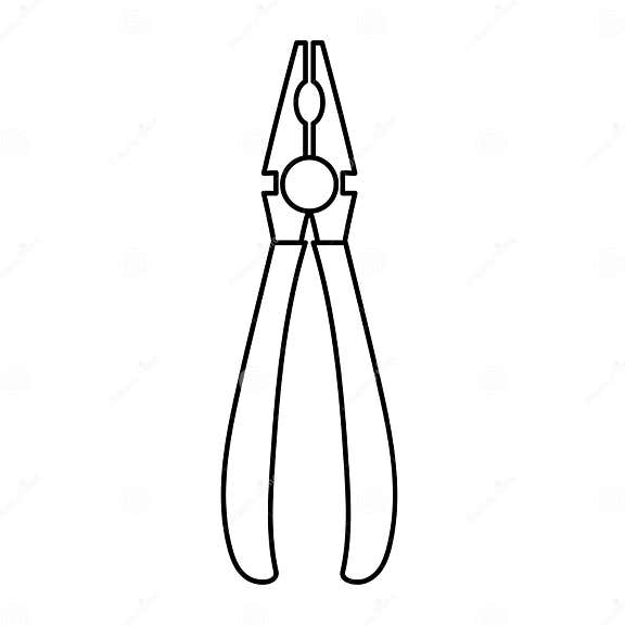 Pliers Line Art Vector Illustration, Pliers Tool Line Icon, Working ...