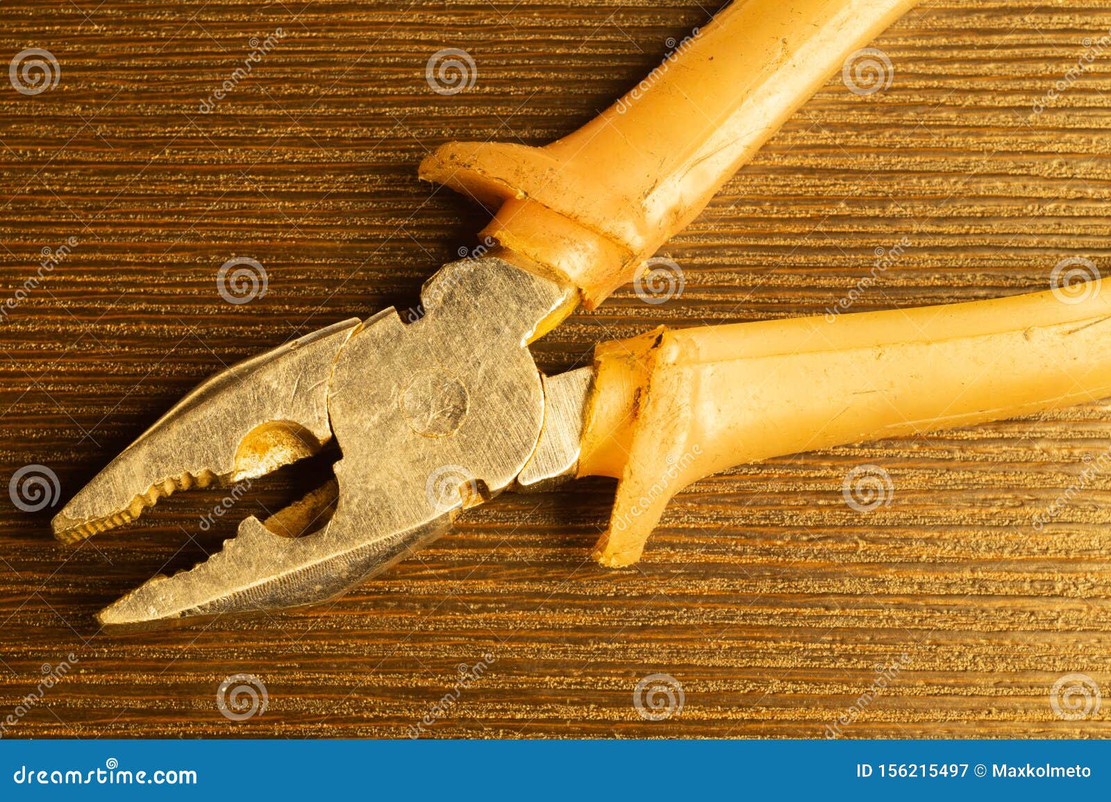 Pliers with Orange Handles on Wooden Background. Working Tool Stock ...