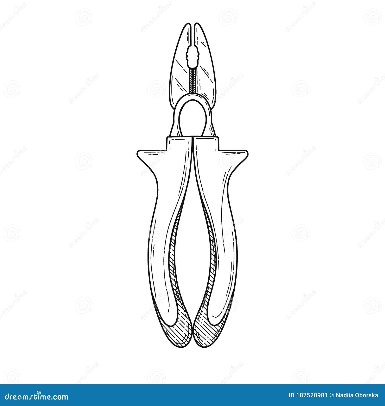 Pliers Pincers Hand Tool Isolated on White Background. Vector Stock ...