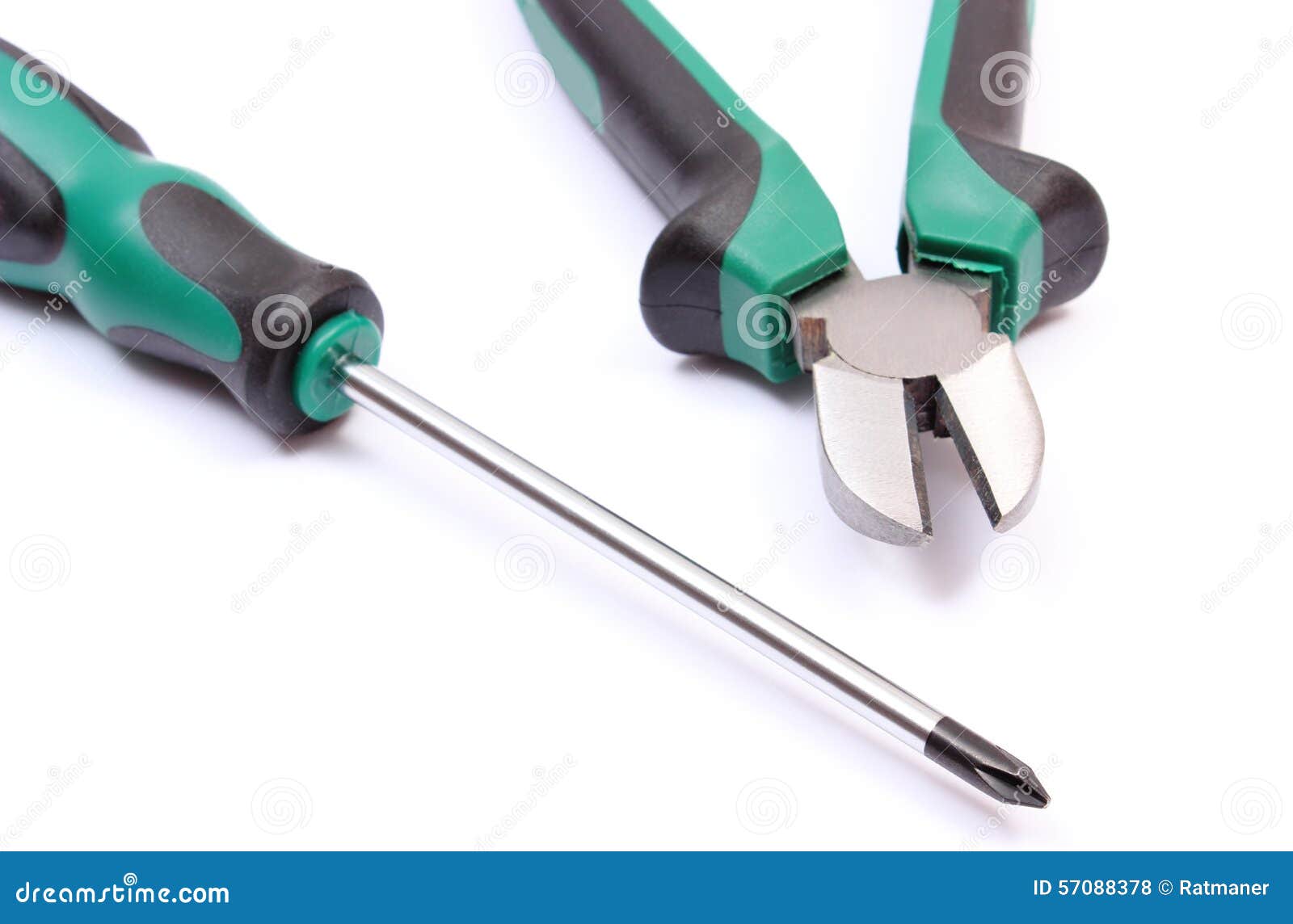 Pliers and Screwdriver Isolated on White Background Stock Photo - Image ...