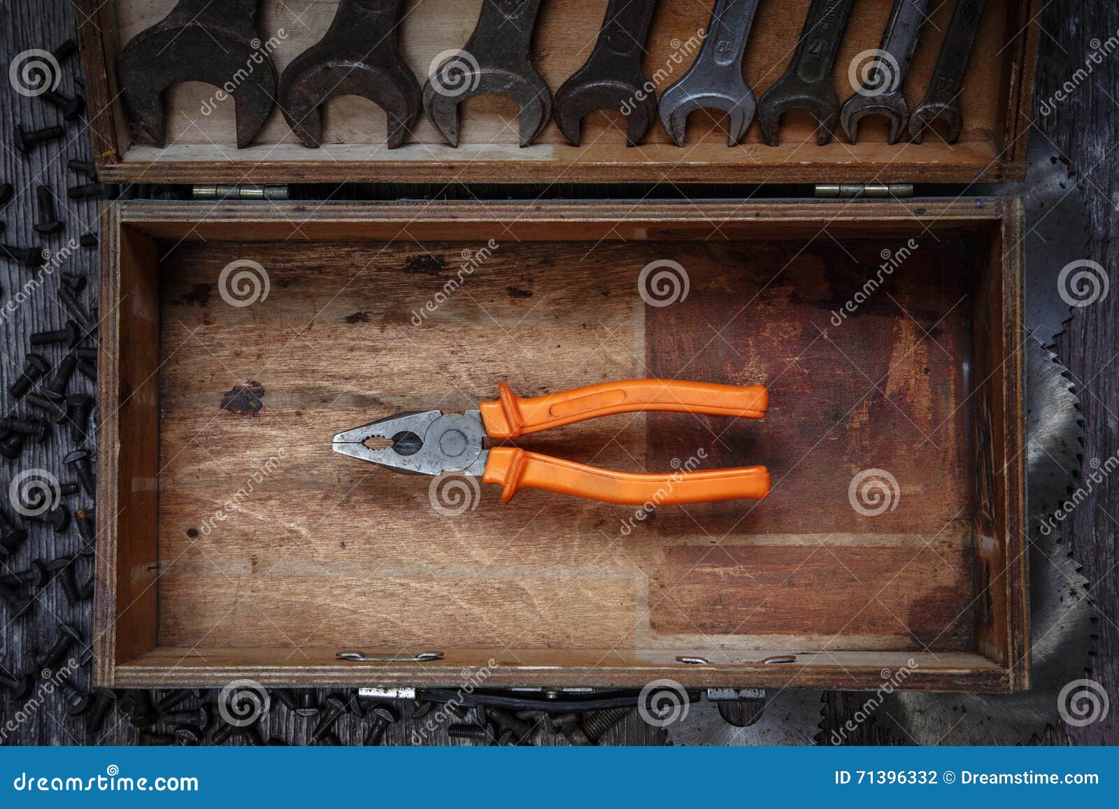 Pliers in tool box stock photo. Image of hammer, industry - 71396332