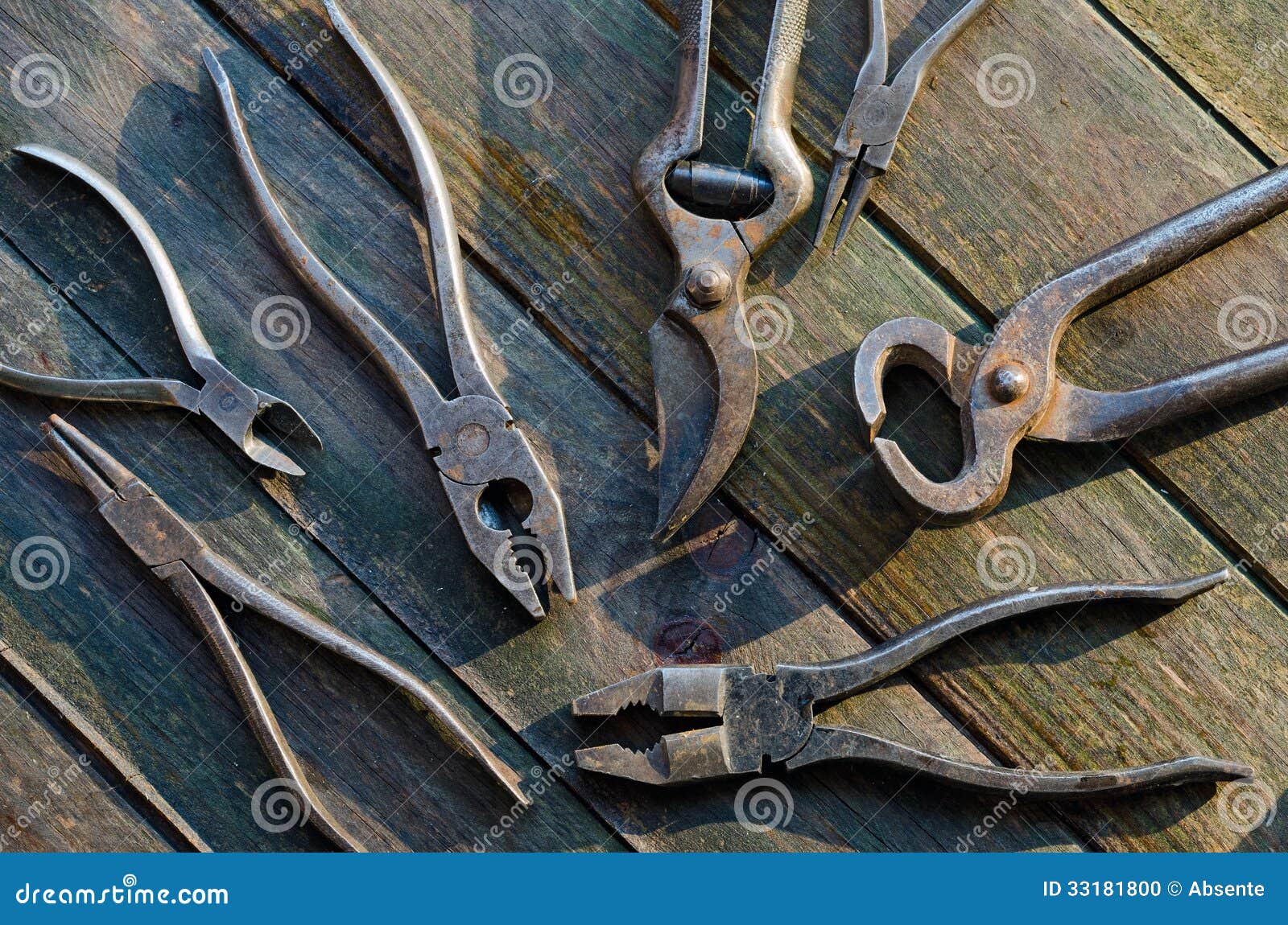 Pliers on Wood stock photo. Image of tools, wooden, work - 33181800