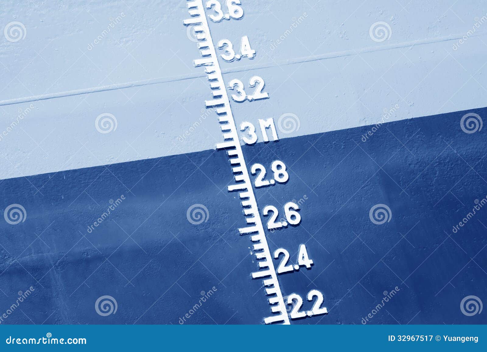 Plimsoll Mark On Blue Rustproof Steel Hull Surface Of Large Vessel With ...