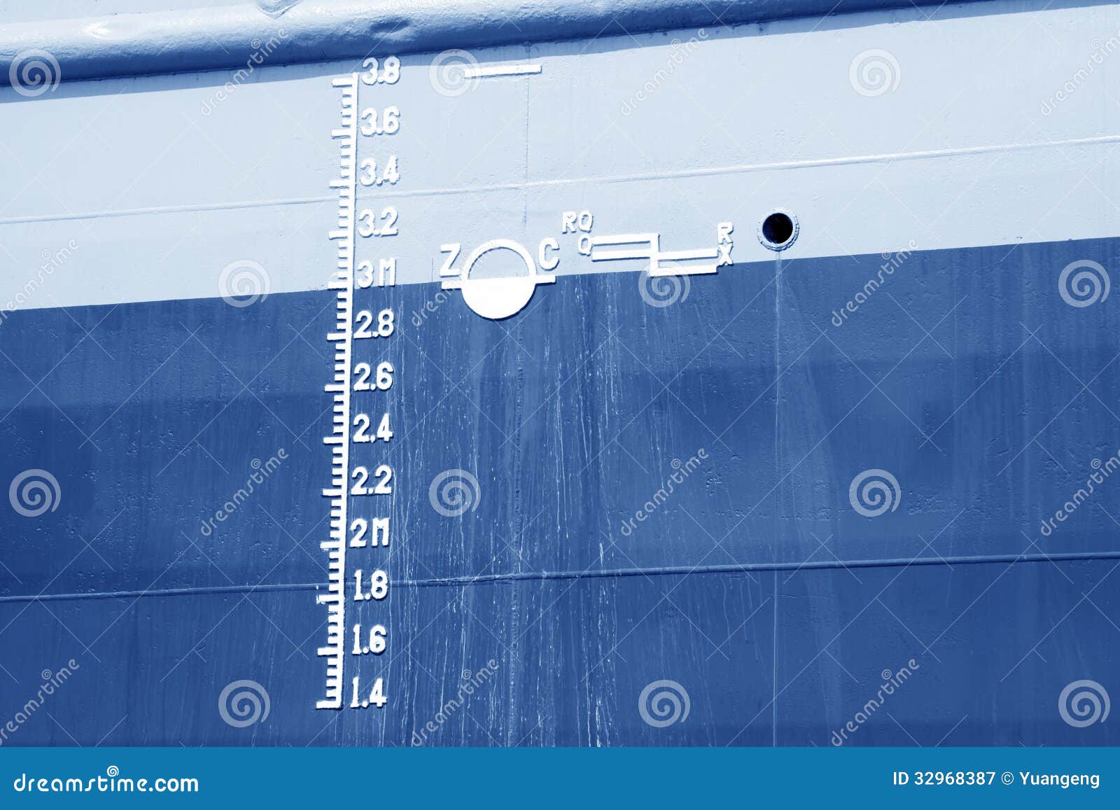 Plimsoll Mark On Blue Rustproof Steel Hull Surface Of Large Vessel With ...