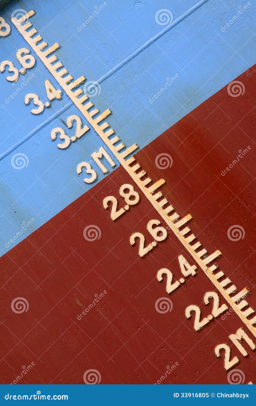 Plimsoll Mark On Blue Rustproof Steel Hull Surface Of Large Vessel With ...